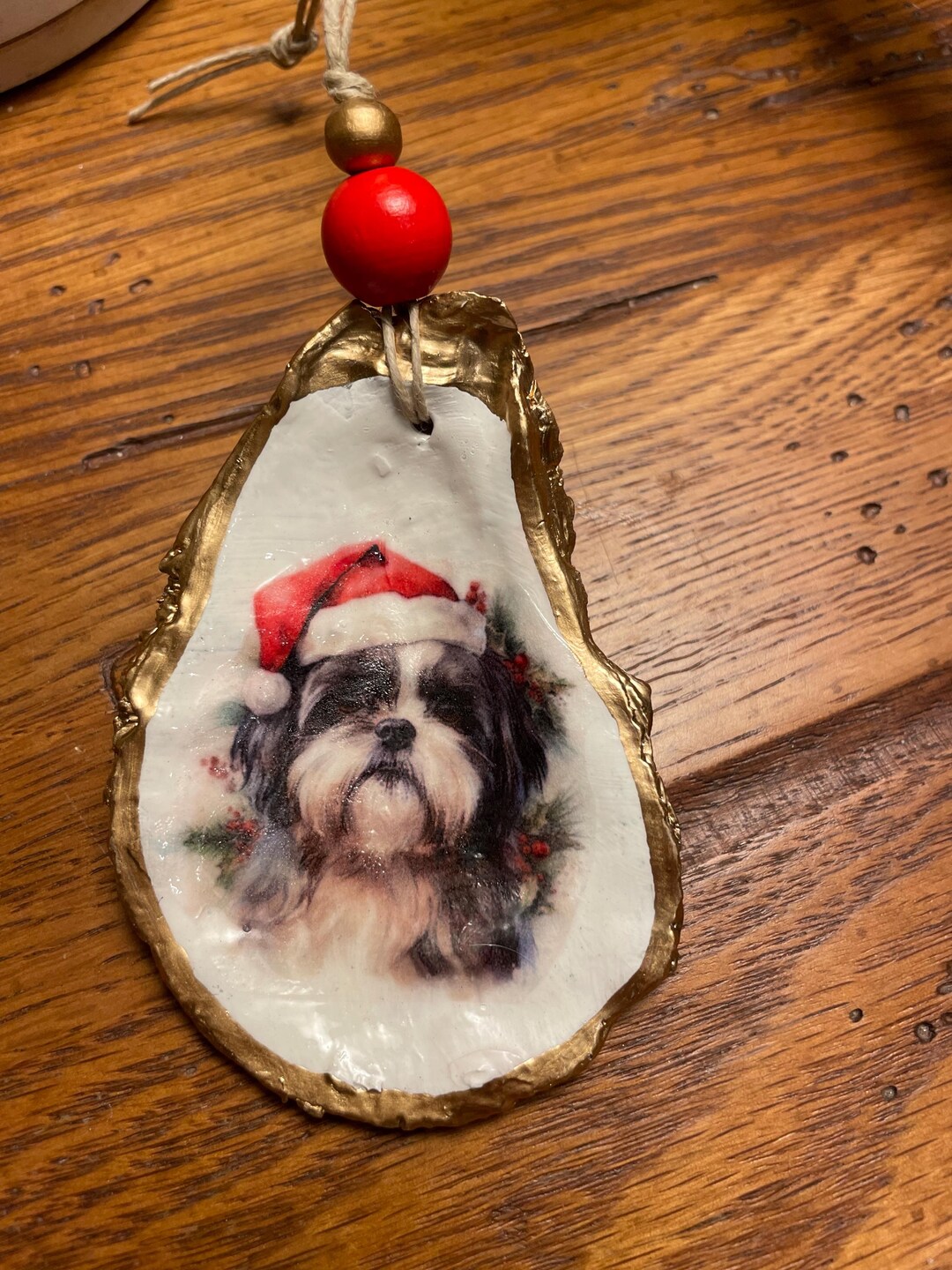 Christmas Shih Tzu Oyster Shell Ornament - Item # 1555 - Etsy