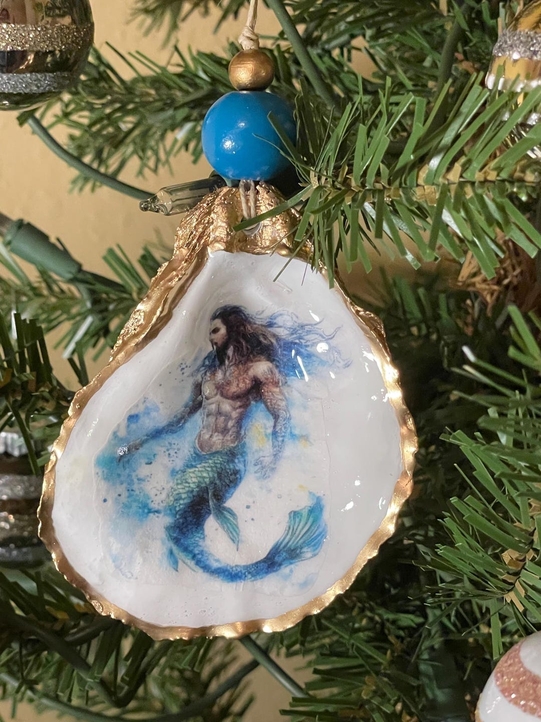 Merman 4 Decoupaged Oyster Shell Ornament - Etsy