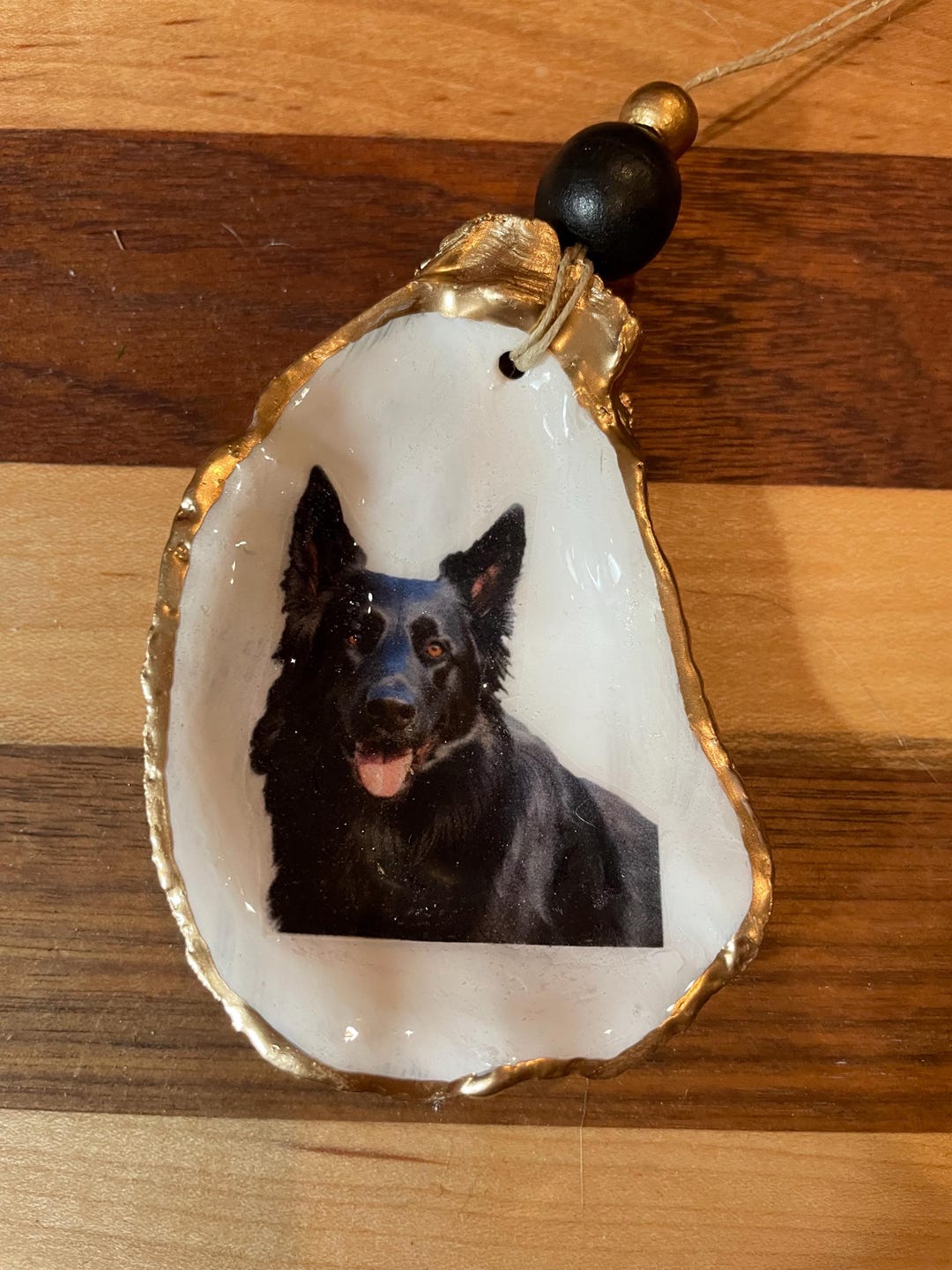 Black German Shepherd Oyster Shell Ornament - Etsy