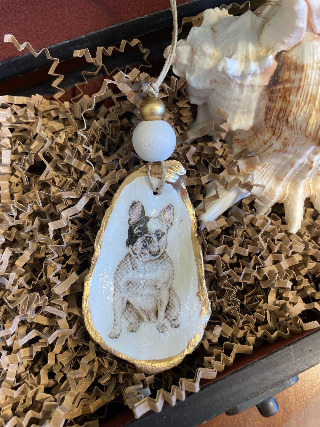 Black & White French Bulldog Oyster Shell Ornament - Item #1091 - Etsy