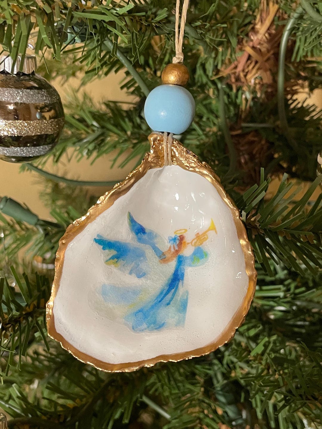 Blue Angel Oyster Shell Ornament - Etsy