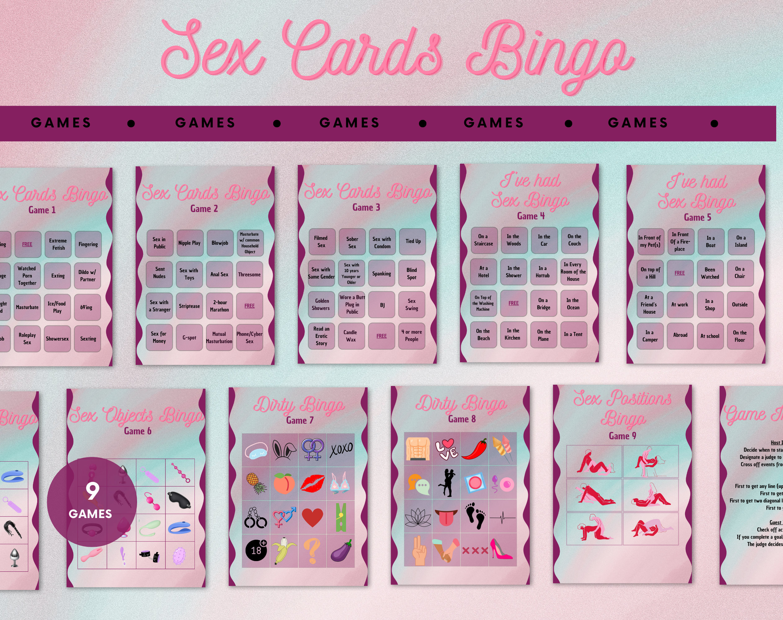 Printable Sex Bingo Cards For Adults Instant Download Party Games For