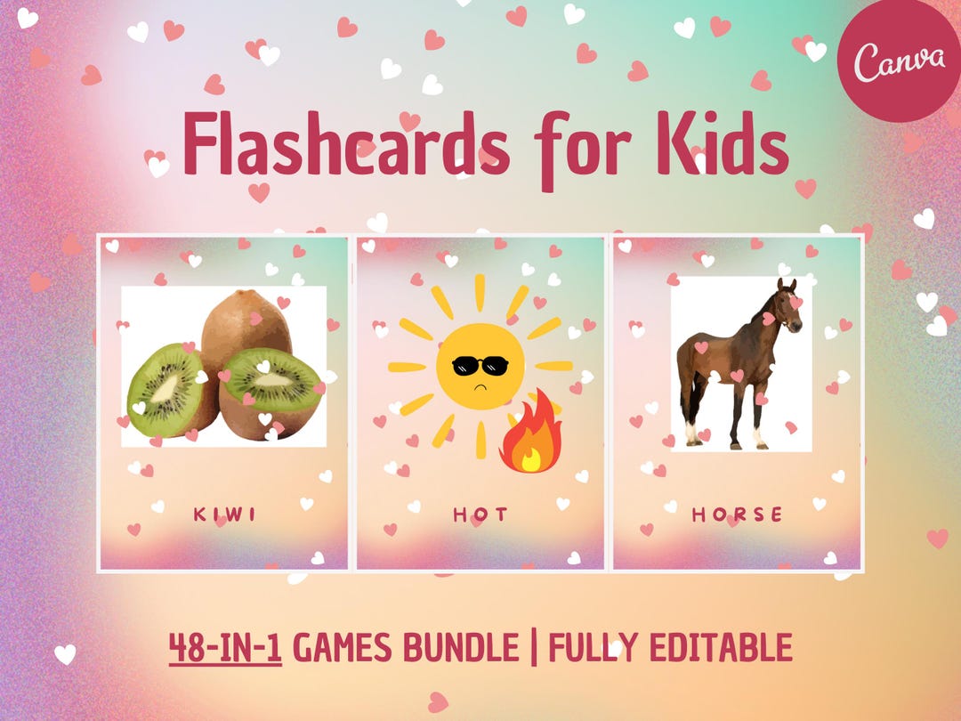 Printable 48-pages Flash Cards for Kids | Editable Quiet Book Toddler ...