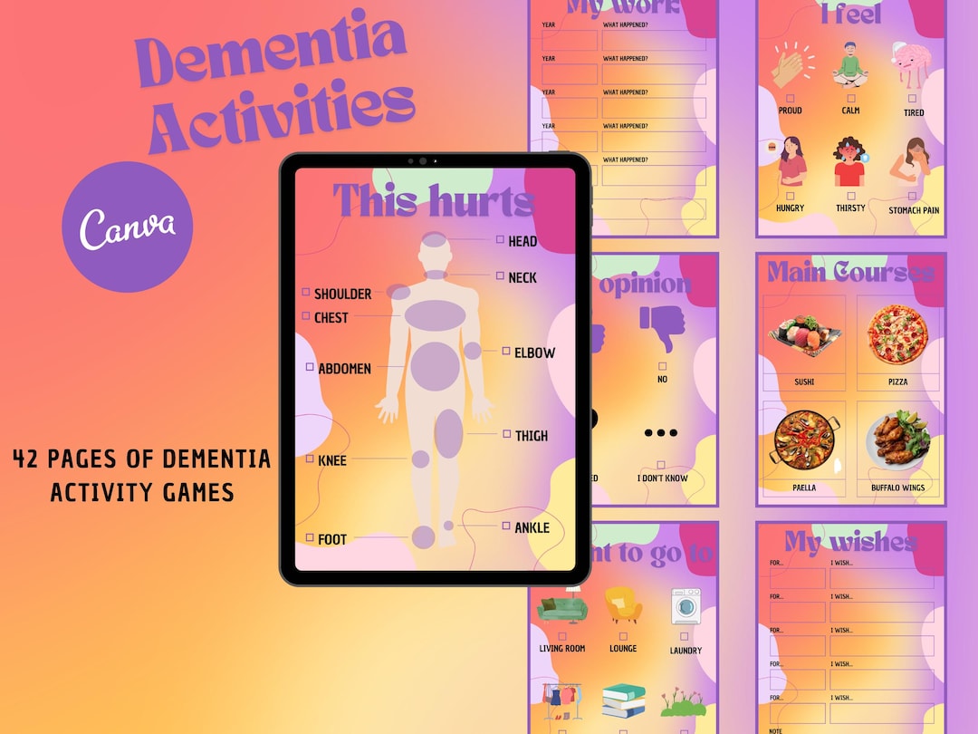 Printable Dementia Care Activities, Editable Elderly Game Templates ...