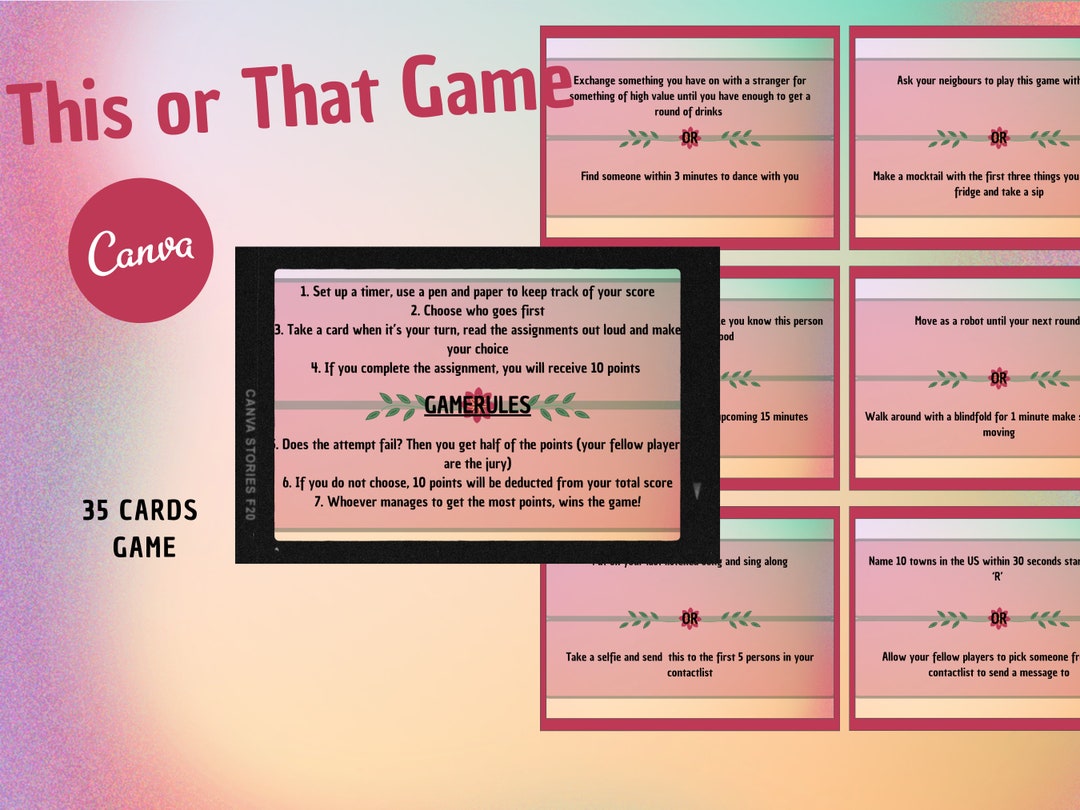 Funny Printable This or That Card Games for Adults Digital Download ...