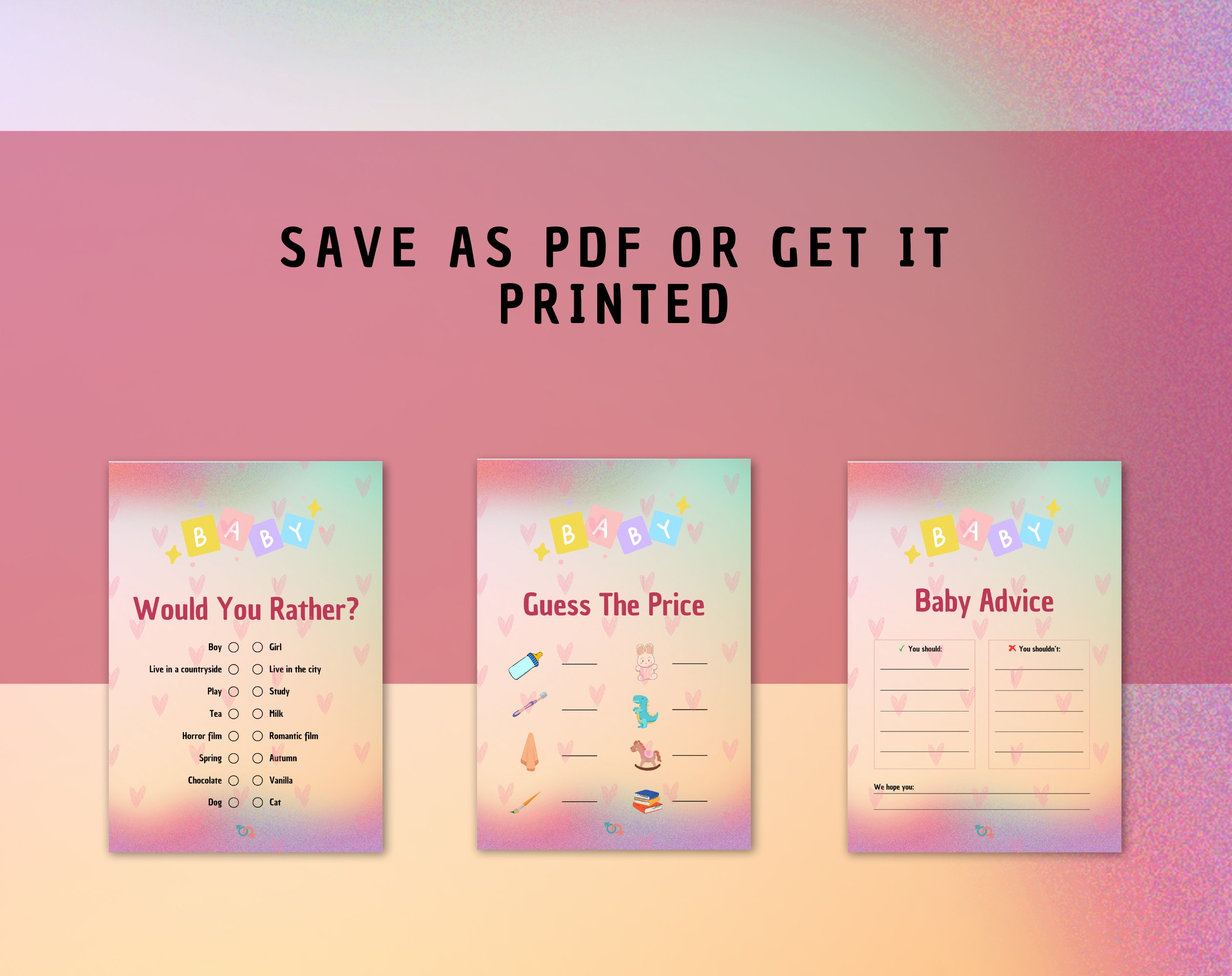 Editable Gender Reveal Bundle Printable Baby Predictions Games for a ...