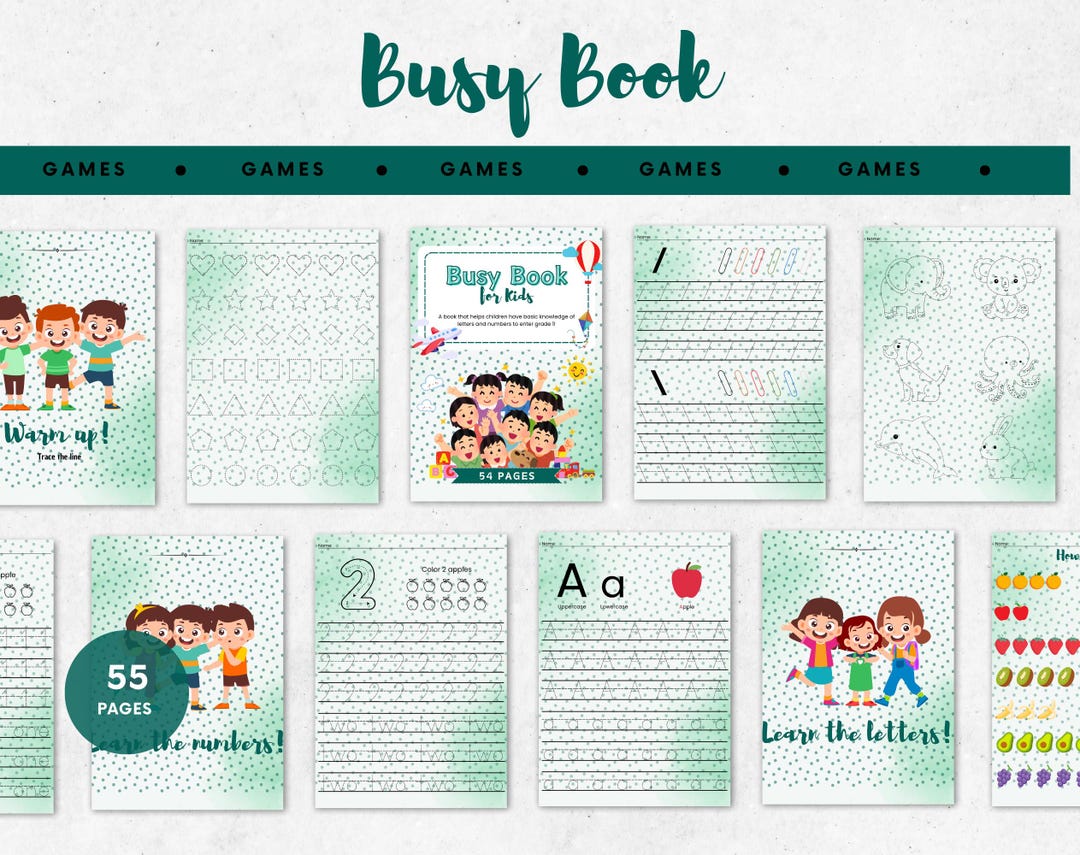 55-pages Printable Busy Book for Toddlers | Digital Download Toddler ...