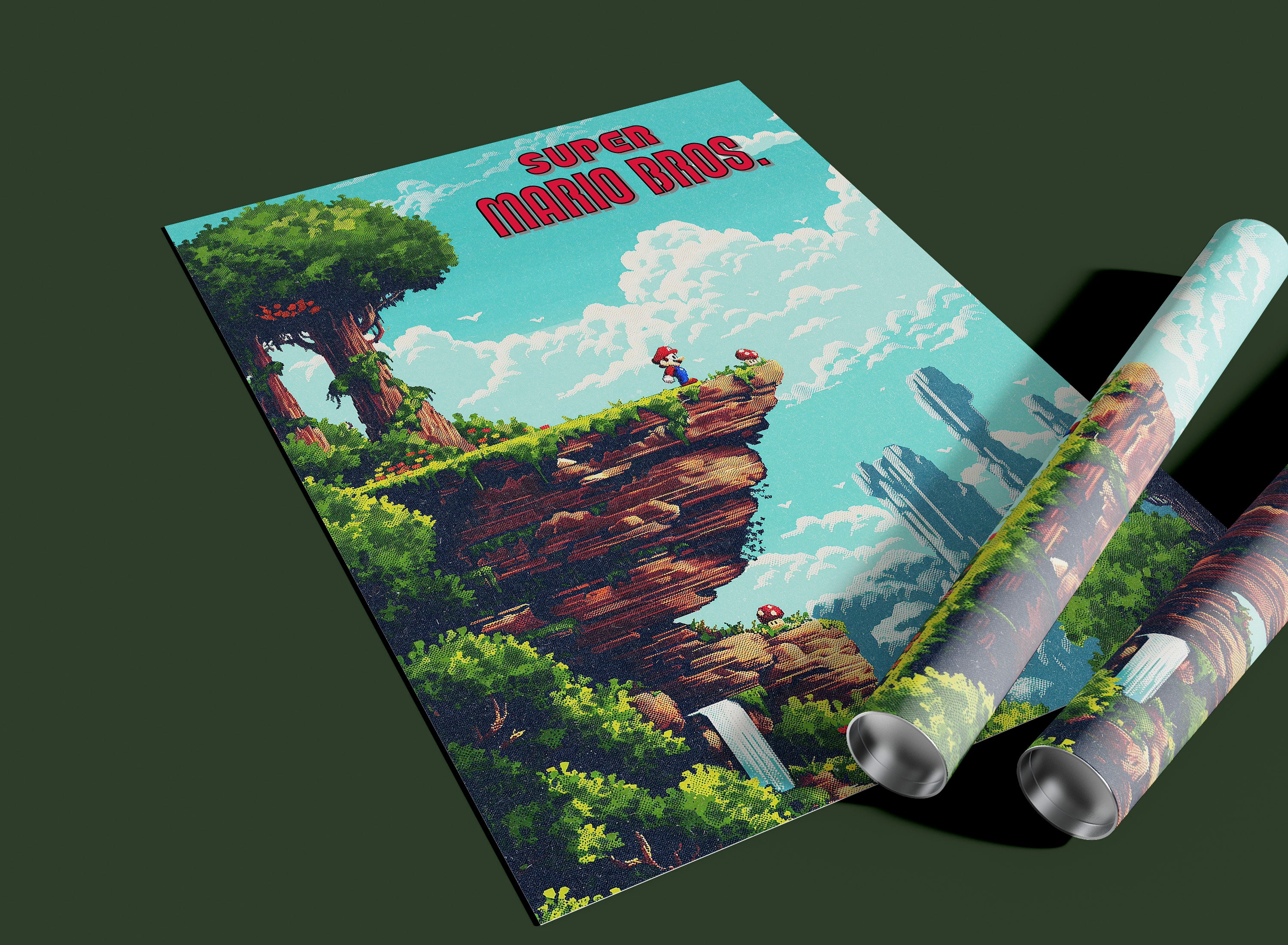 Super Mario Bros: Vintage Aesthetic Mario 8-bit Gaming Inspired Poster ...