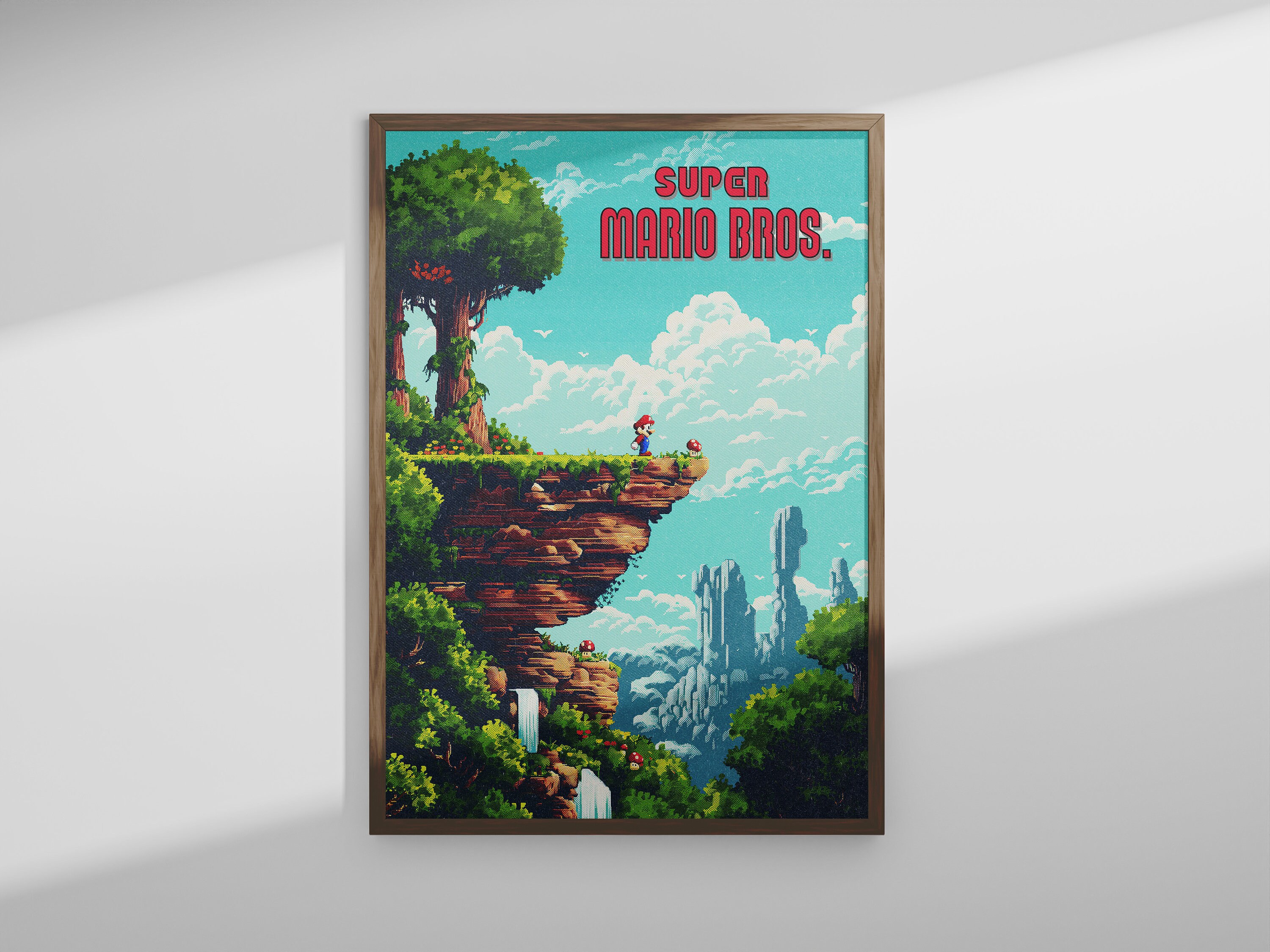Super Mario Bros: Vintage Aesthetic Mario 8-bit Gaming Inspired Poster ...
