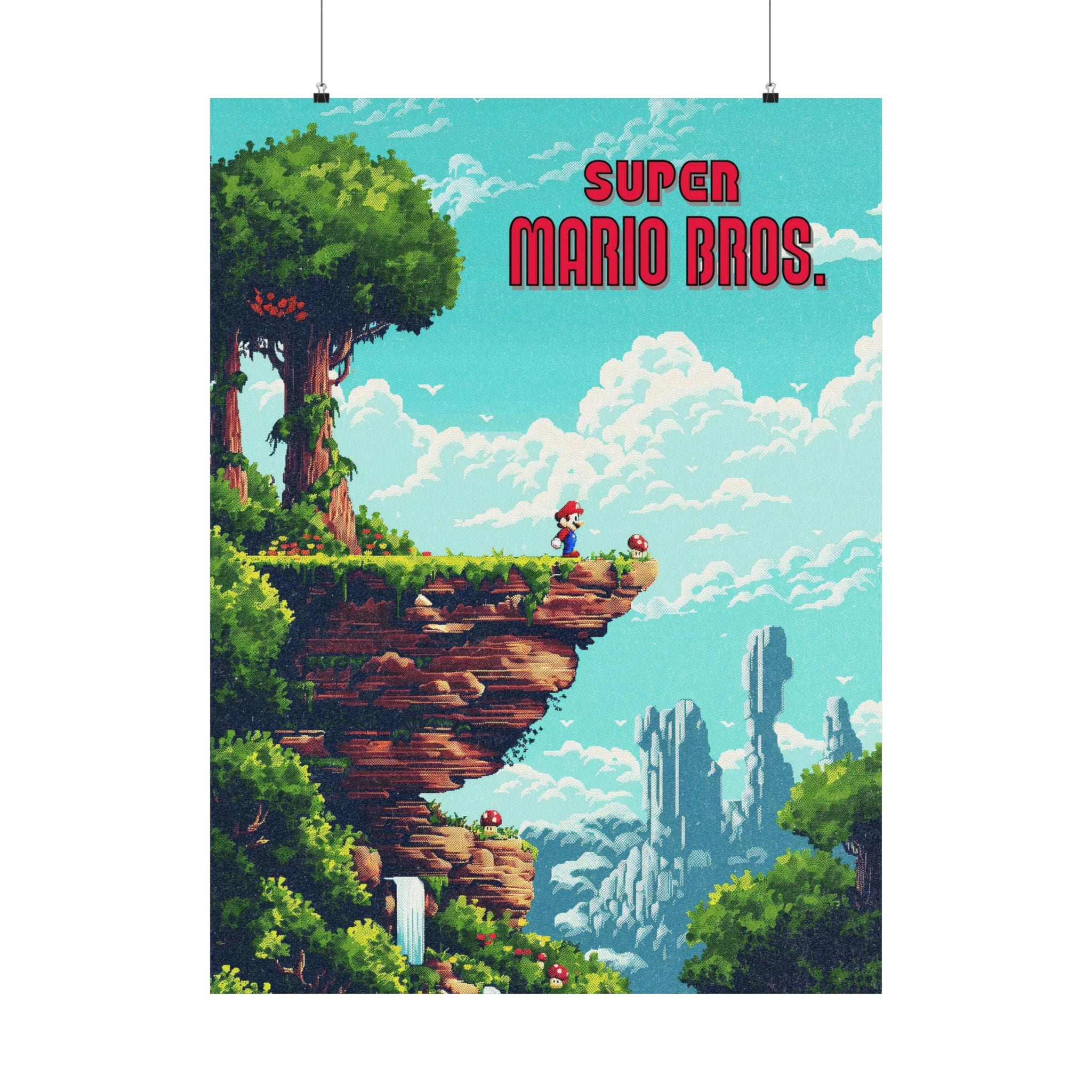 Super Mario Bros: Vintage Aesthetic Mario 8-bit Gaming Inspired Poster ...