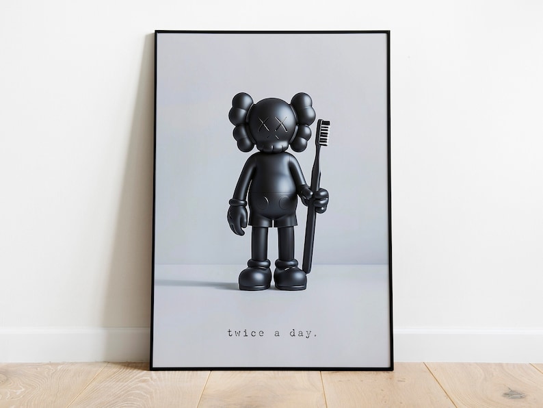 Minimal Funny Kaws Bathroom Decor, Hypebeast Figure Digital Poster ...