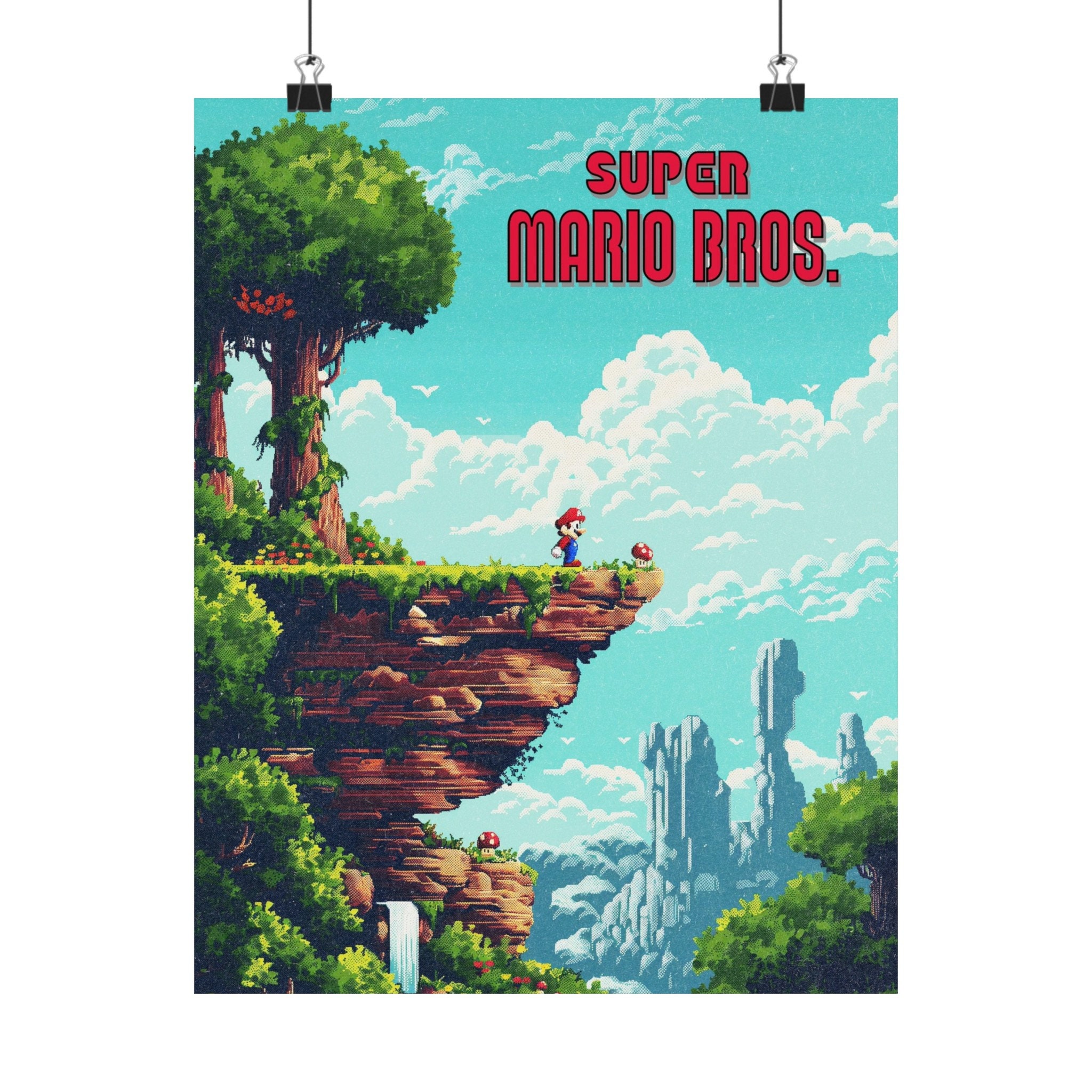 Super Mario Bros: Vintage Aesthetic Mario 8-bit Gaming Inspired Poster ...