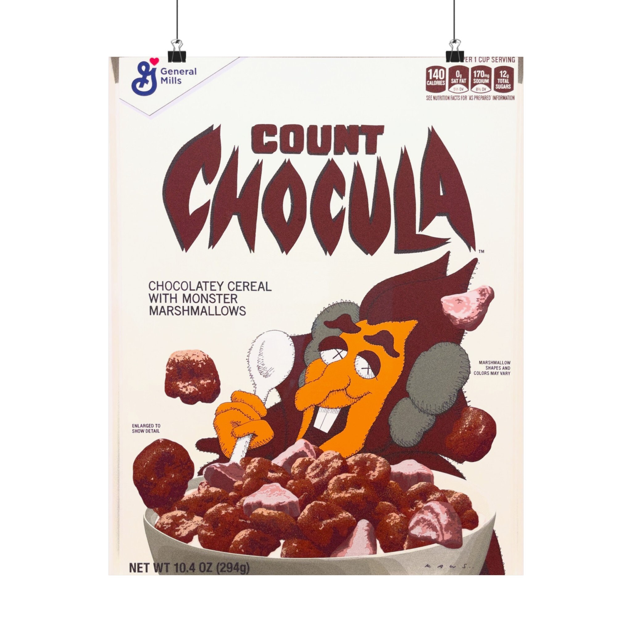 Monster Mash X Kaws count Chocula Cereal Box Poster, Retro Breakfast ...