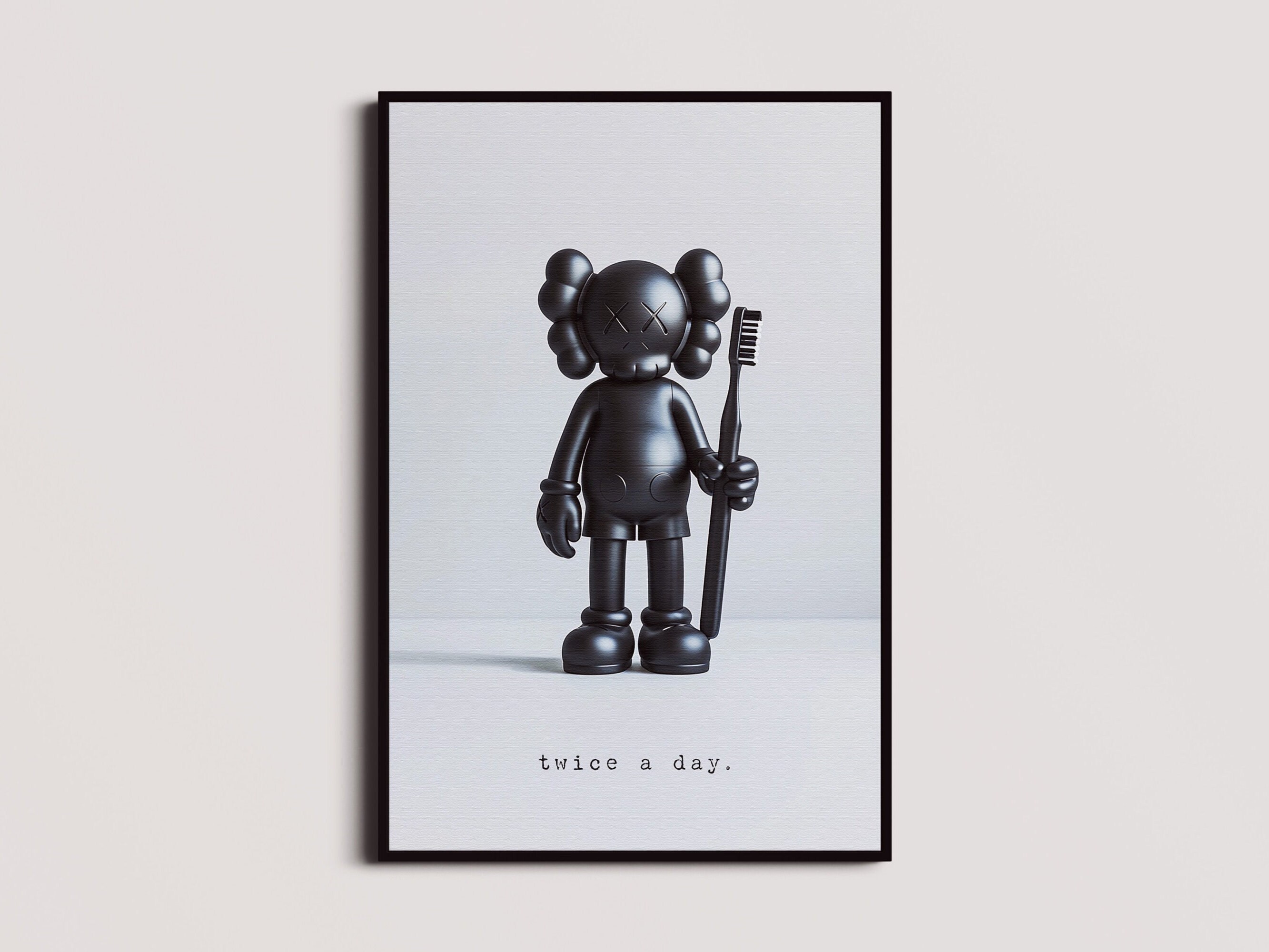 Minimal Funny Kaws Bathroom Decor, Hypebeast Figure Digital Poster ...