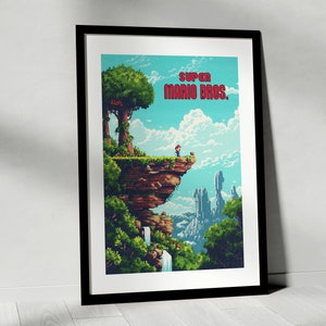 Super Mario Bros: Vintage Aesthetic Mario 8-bit Gaming Inspired Poster ...