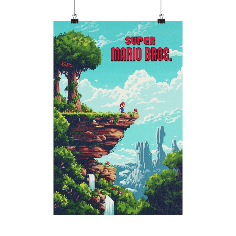 Super Mario Bros: Vintage Aesthetic Mario 8-bit Gaming Inspired Poster ...