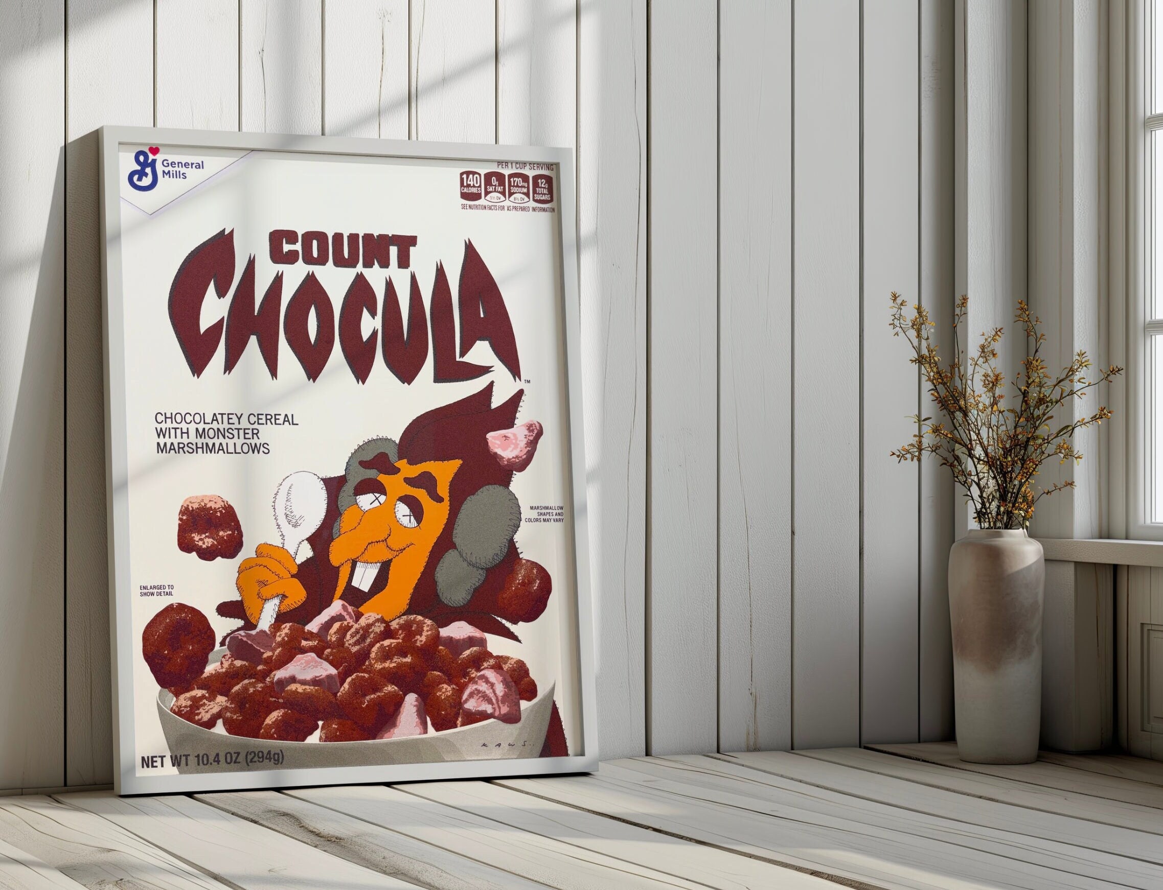 Monster Mash X Kaws count Chocula Cereal Box Poster, Retro Breakfast ...