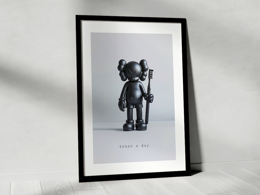 Minimal Funny Kaws Bathroom Decor, Hypebeast Figure Digital Poster ...