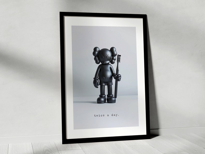 Minimal Funny Kaws Bathroom Decor, Hypebeast Figure Digital Poster ...