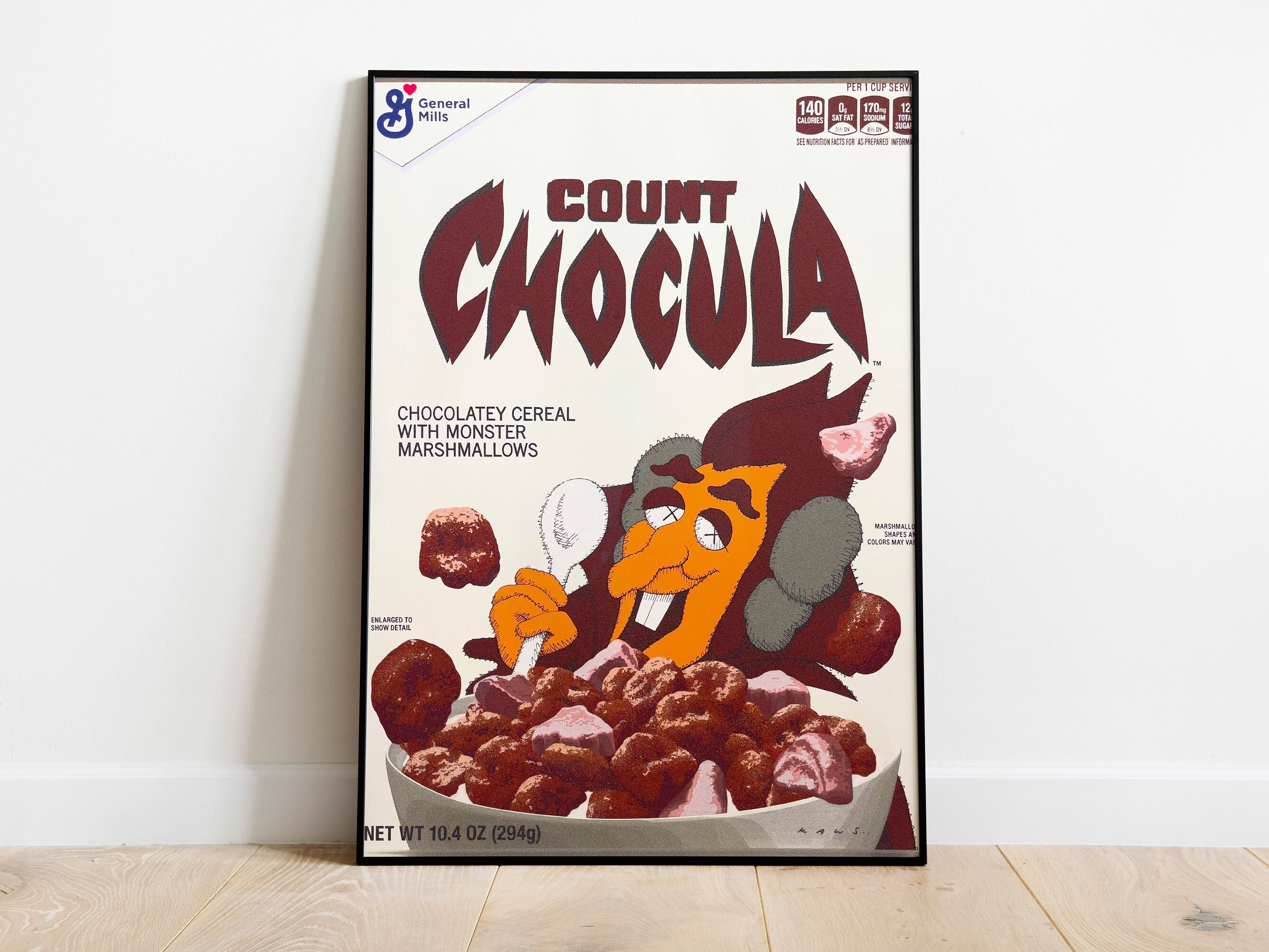 Monster Mash X Kaws count Chocula Cereal Box Poster, Retro Breakfast Cereal Vampire Gift, Kaws ...