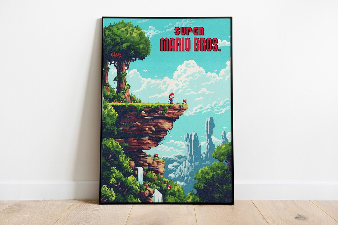 Super Mario Bros: Vintage Aesthetic Mario 8-bit Gaming Inspired Poster ...