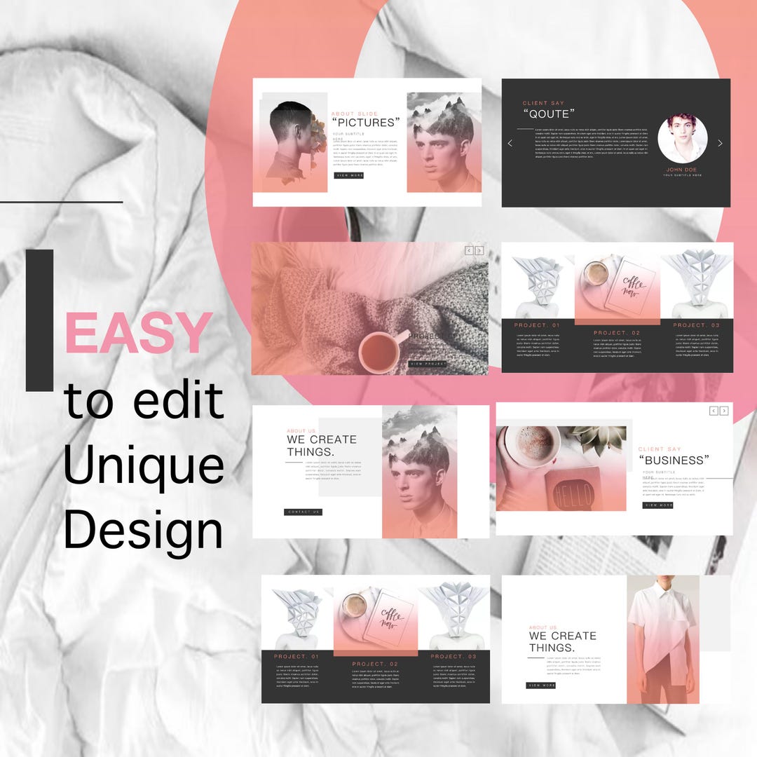 Pink and Gray Powerpoint Templates for Female Brands | Elegant Business ...