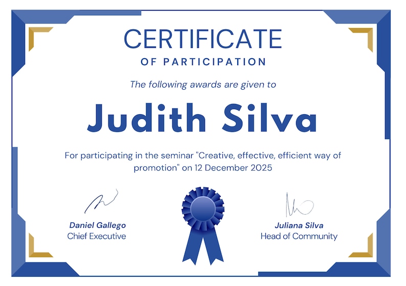 Participation Award Certificate, Editable Template, Certificate of ...