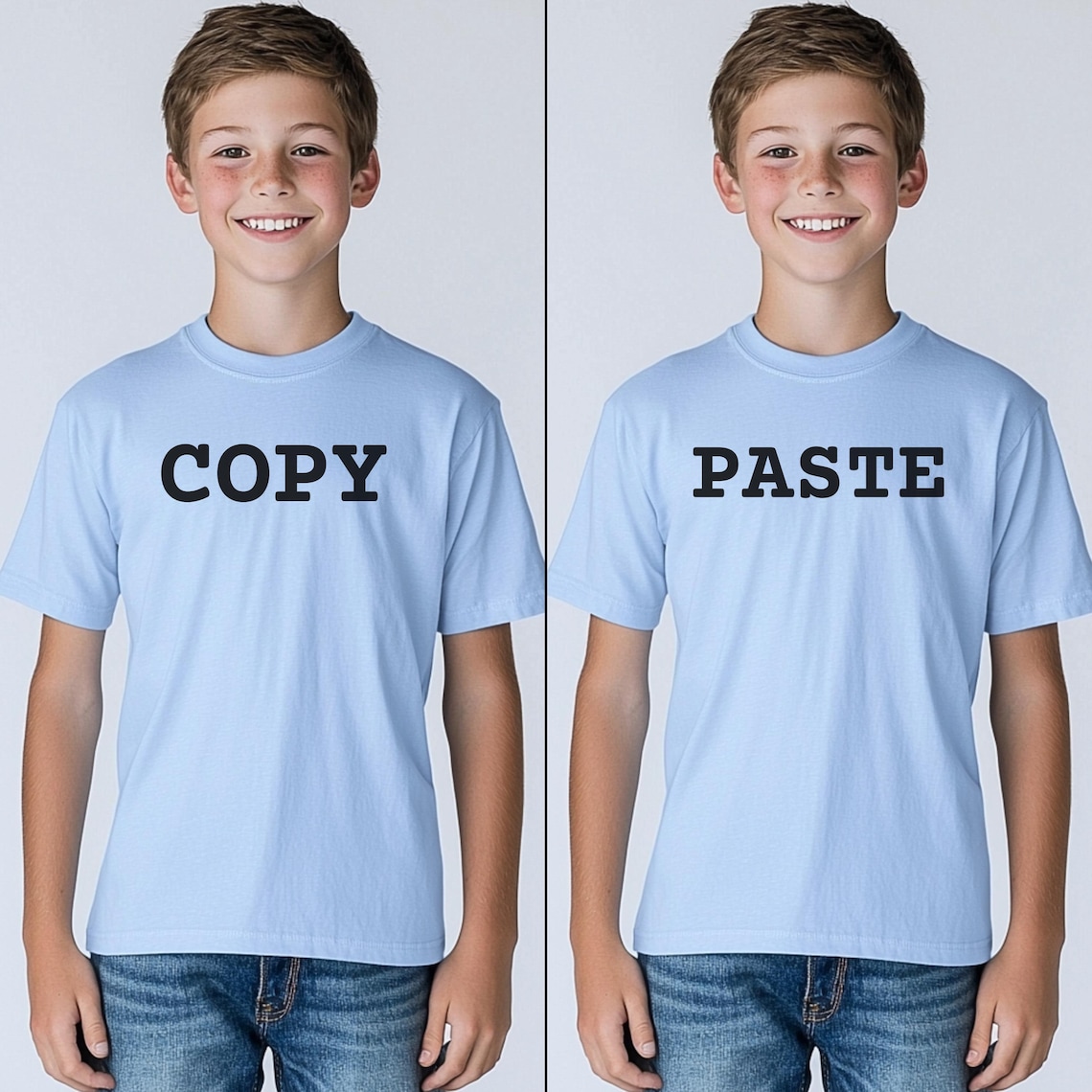 Twin Kids 'copy Paste' Graphic Tee: Matching Cotton T-shirt - Etsy