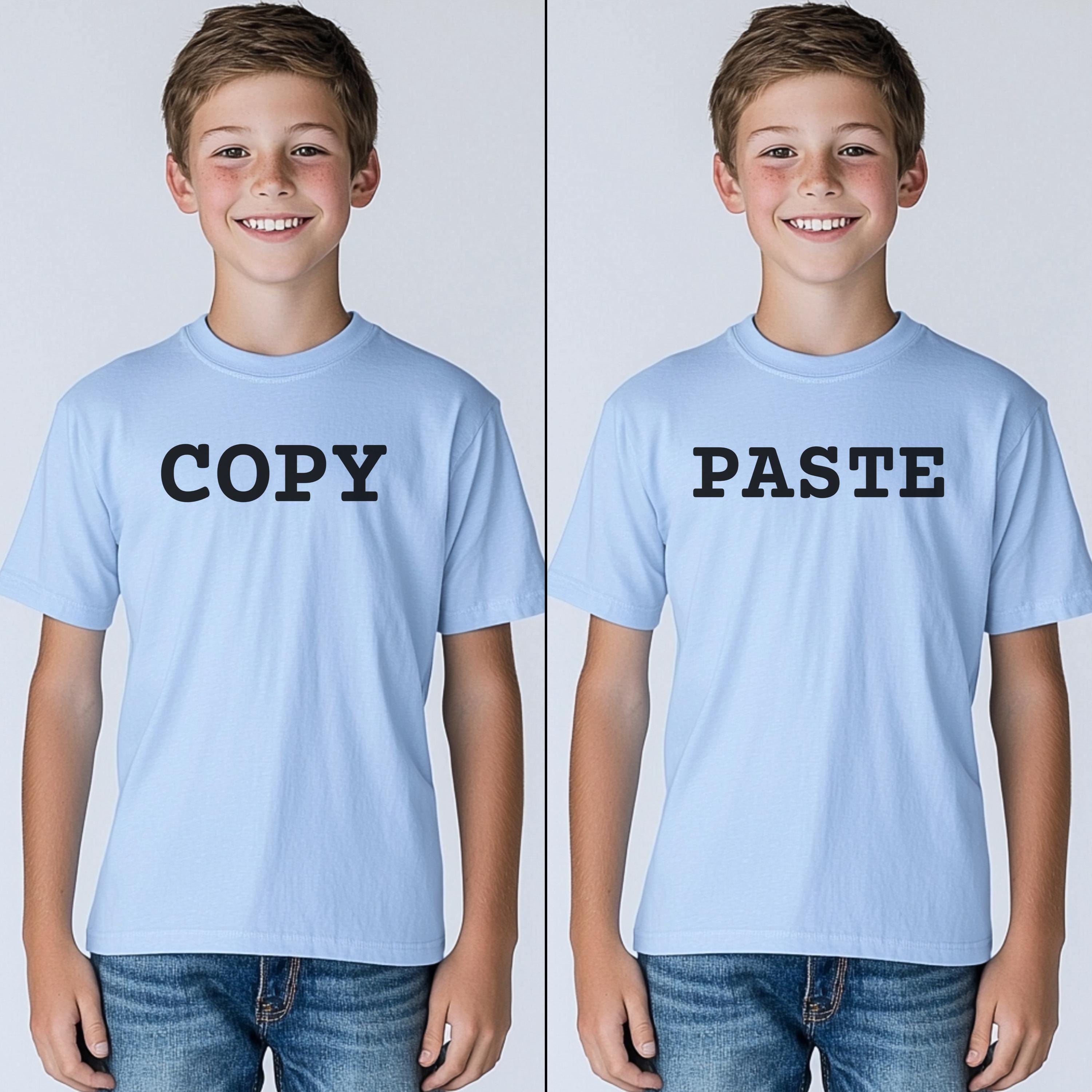 Twin Kids 'copy Paste' Graphic Tee: Matching Cotton T-shirt - Etsy