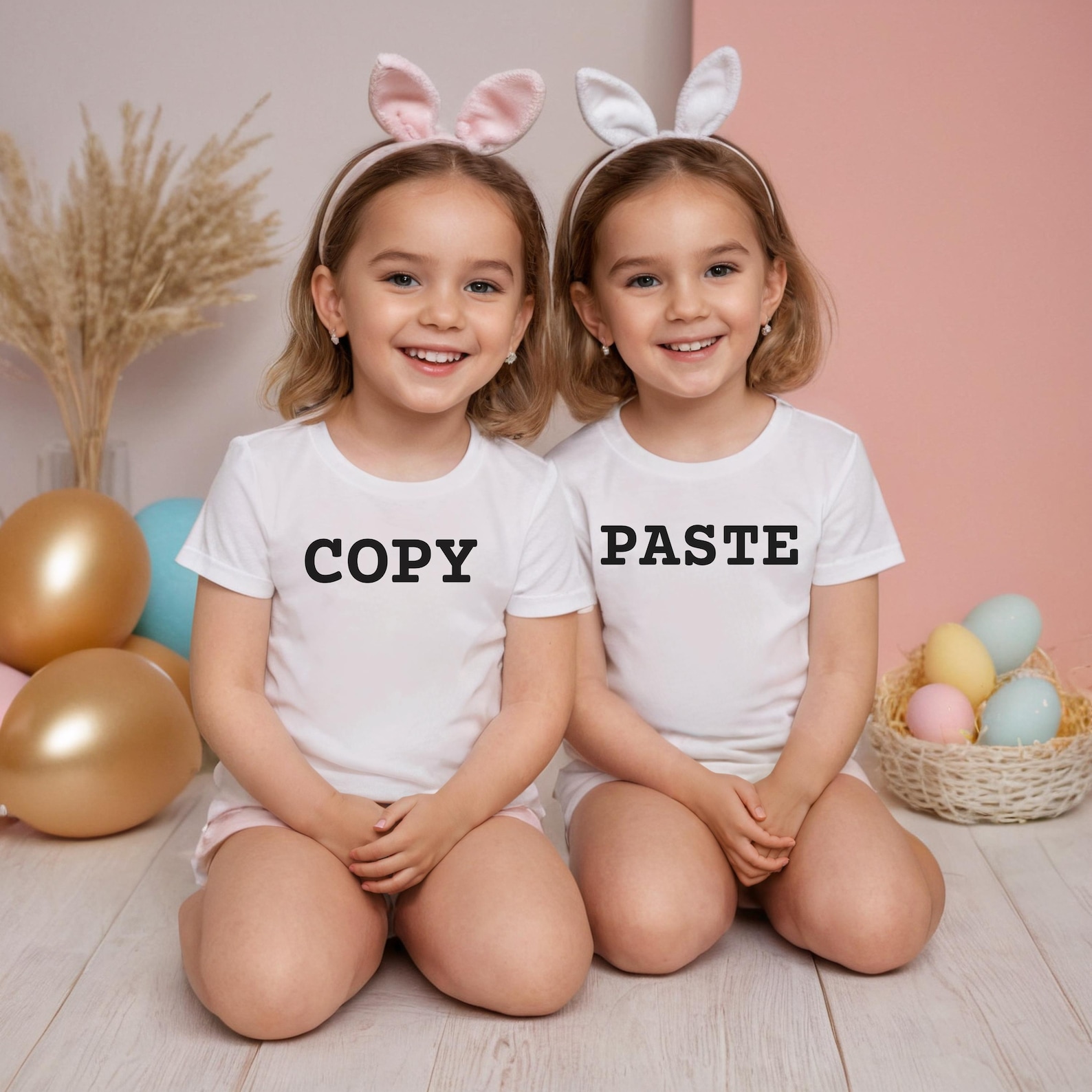Twin Kids 'copy Paste' Graphic Tee: Matching Cotton T-shirt - Etsy
