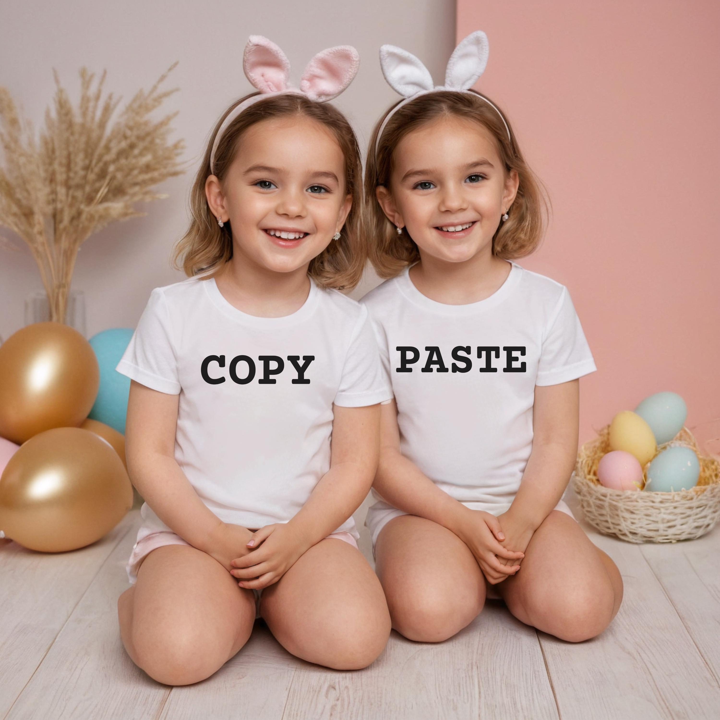Twin Kids 'copy Paste' Graphic Tee: Matching Cotton T-shirt - Etsy