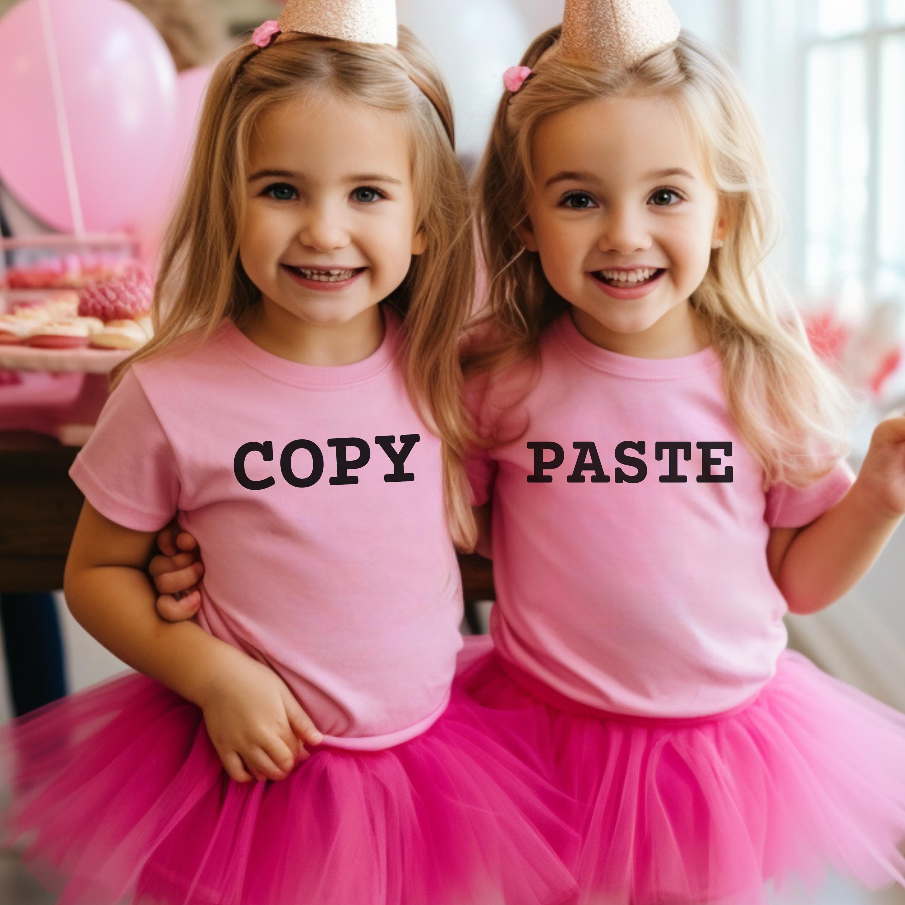 Twin Kids 'copy Paste' Graphic Tee: Matching Cotton T-shirt - Etsy