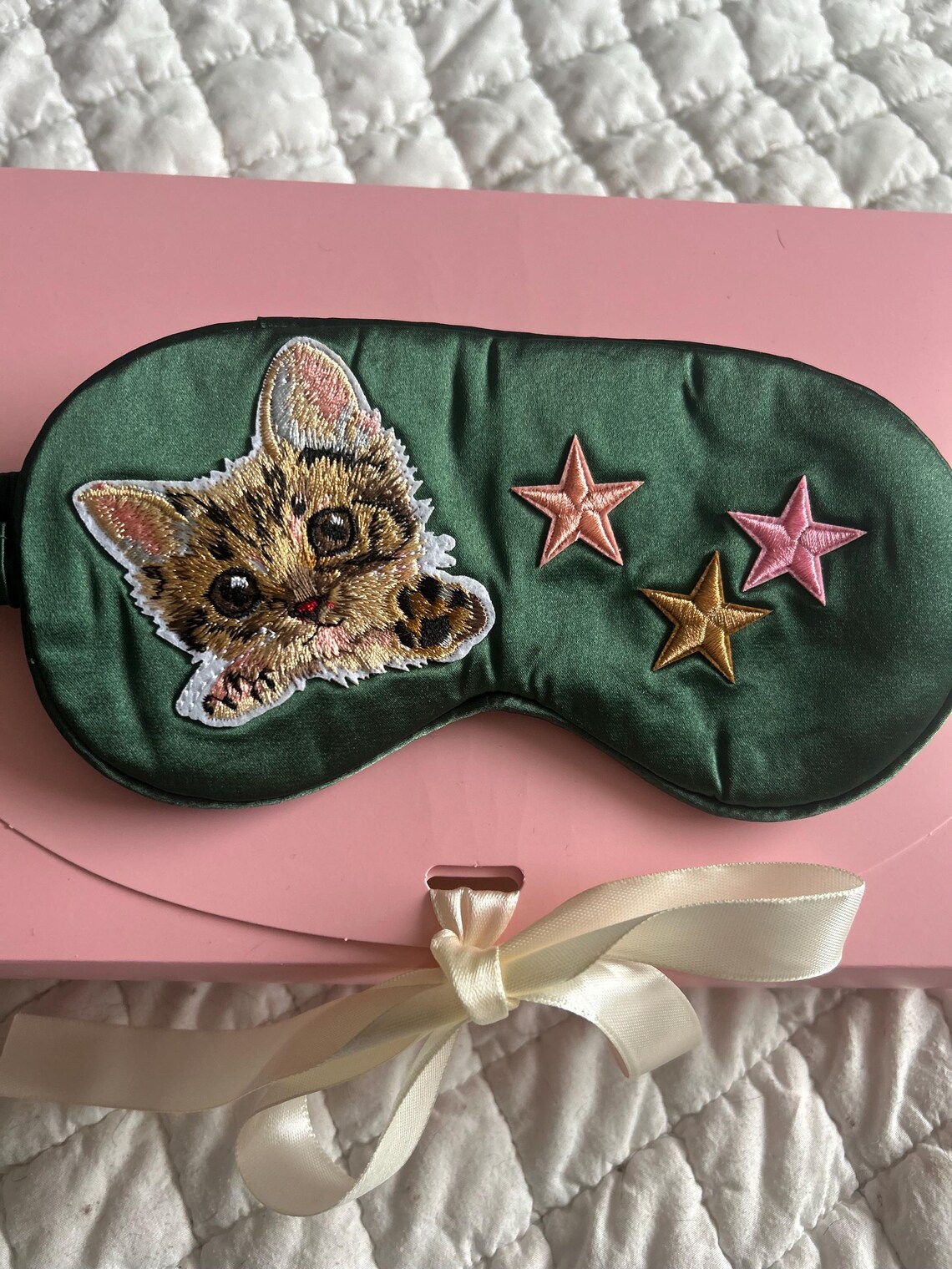 Handmade Silk Eye Mask With Cat Motif . - Etsy