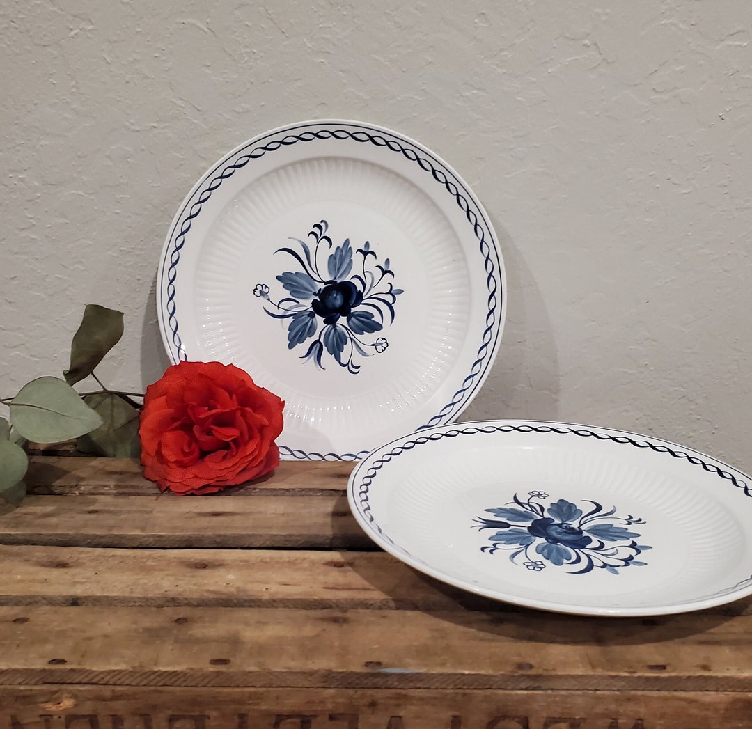 Vintage Adams Ironstone Baltic, Hand Painted Blue Floral Dinner Plate ...