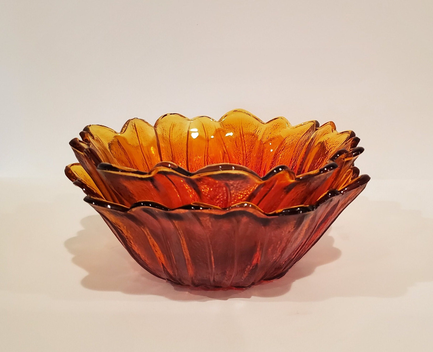 Vintage Indiana Glass Co Lily Pons Pattern Glass Bowl, Amber and Red - Etsy