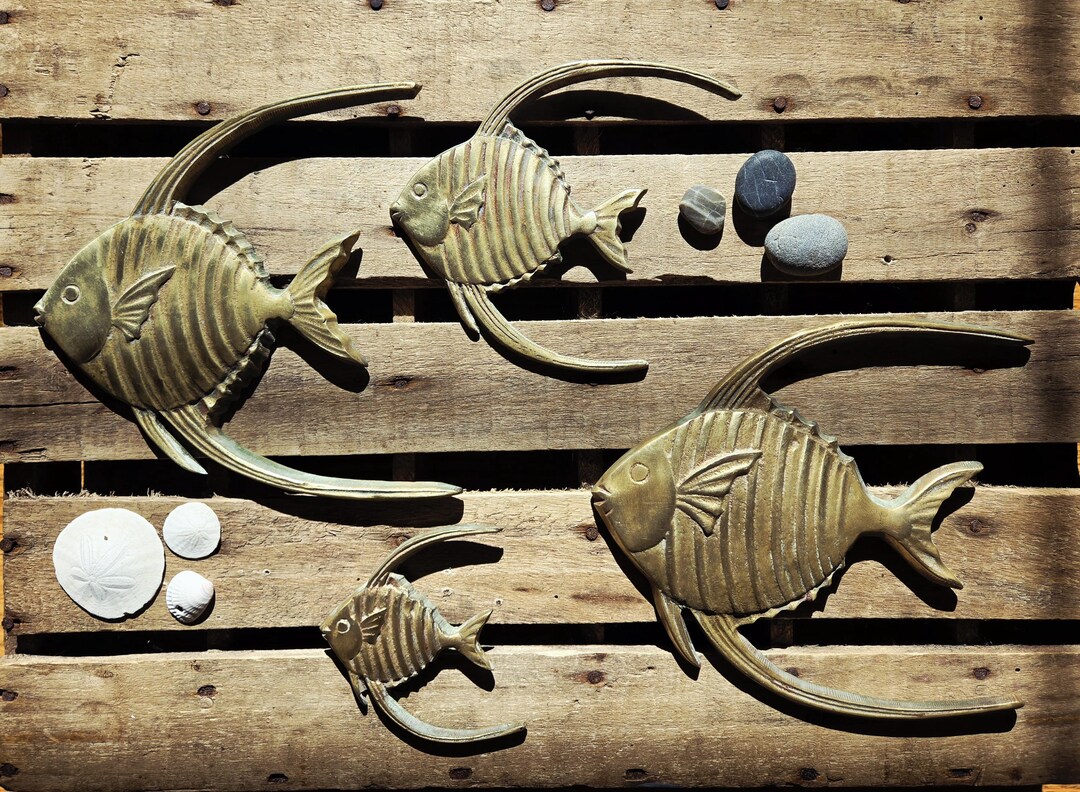 Vintage Solid Brass Angel Fish Wall Decor, Set of 4 - Etsy