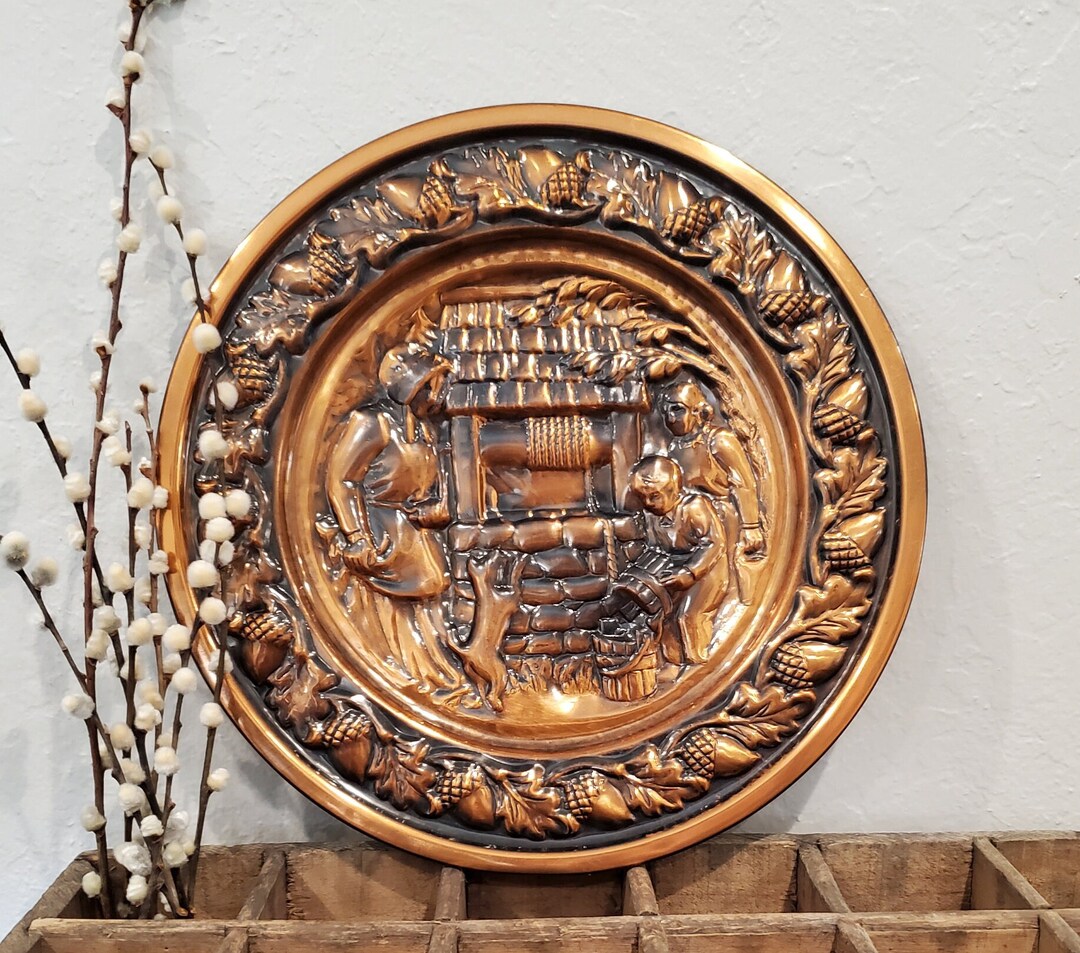 Vintage Coppercraft Guild 12.5" Copper Hanging Plate - Etsy