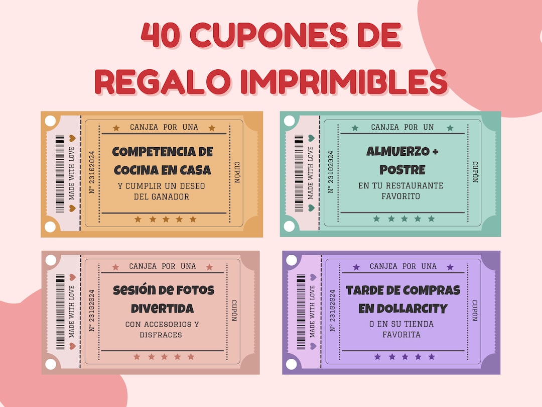 40 Birthday Coupons/ Printable Birthday Coupons, Last Minute Gift ...