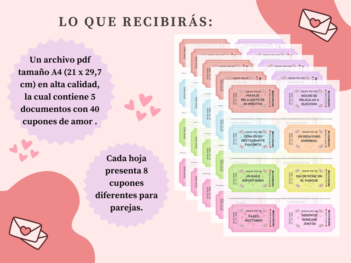 40 Cupones románticos, cupones para parejas, Cupones de amor ...