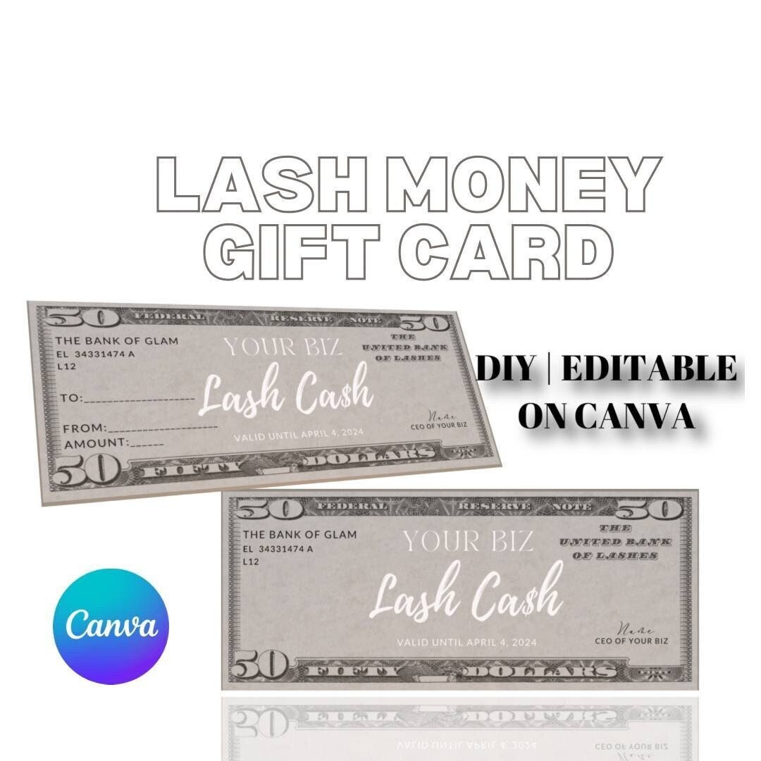 DIY Lash Money, Gift Certificate, Gift Voucher, Cash Certificate ...