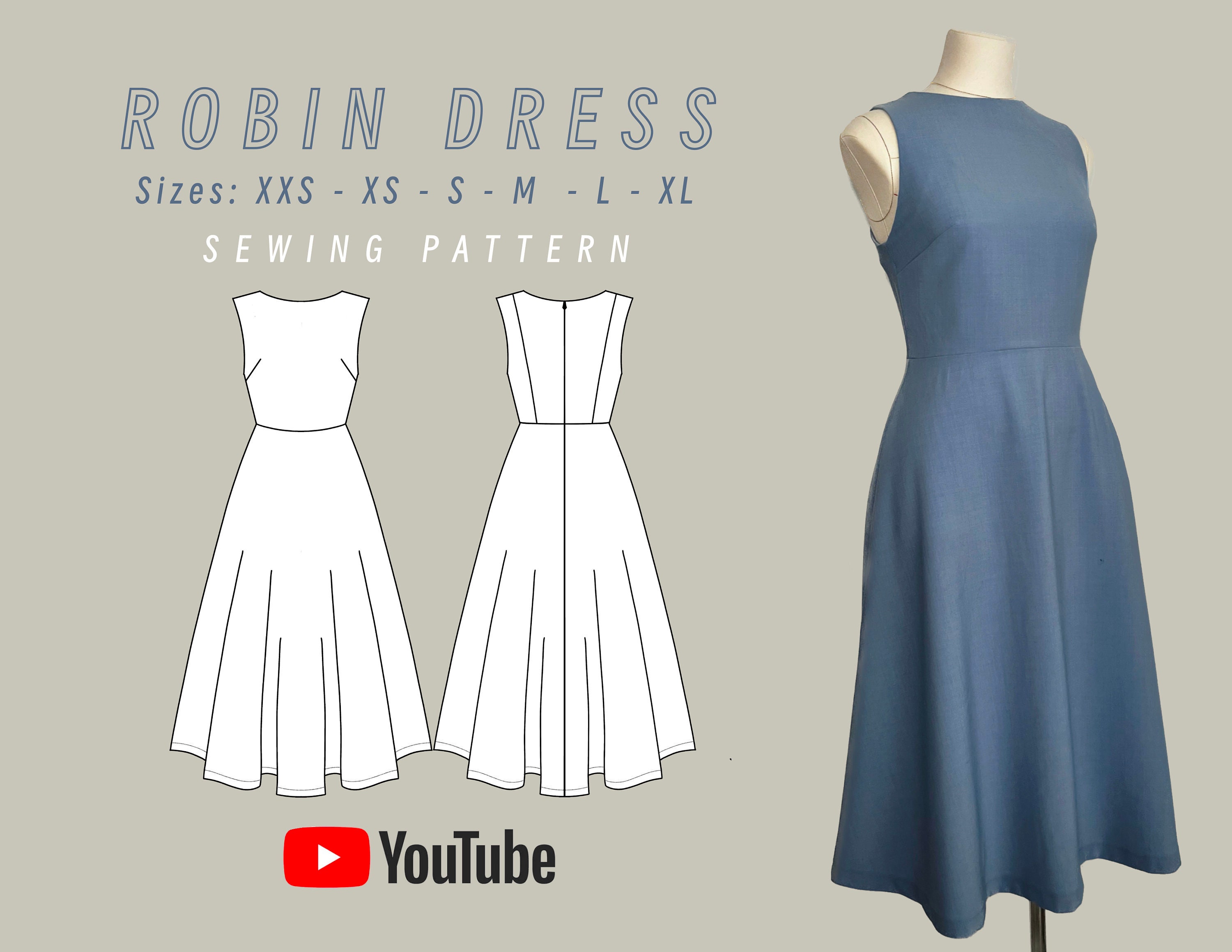 Robin Dress || PDF Sewing Pattern With Youtube Tutorial. - Etsy