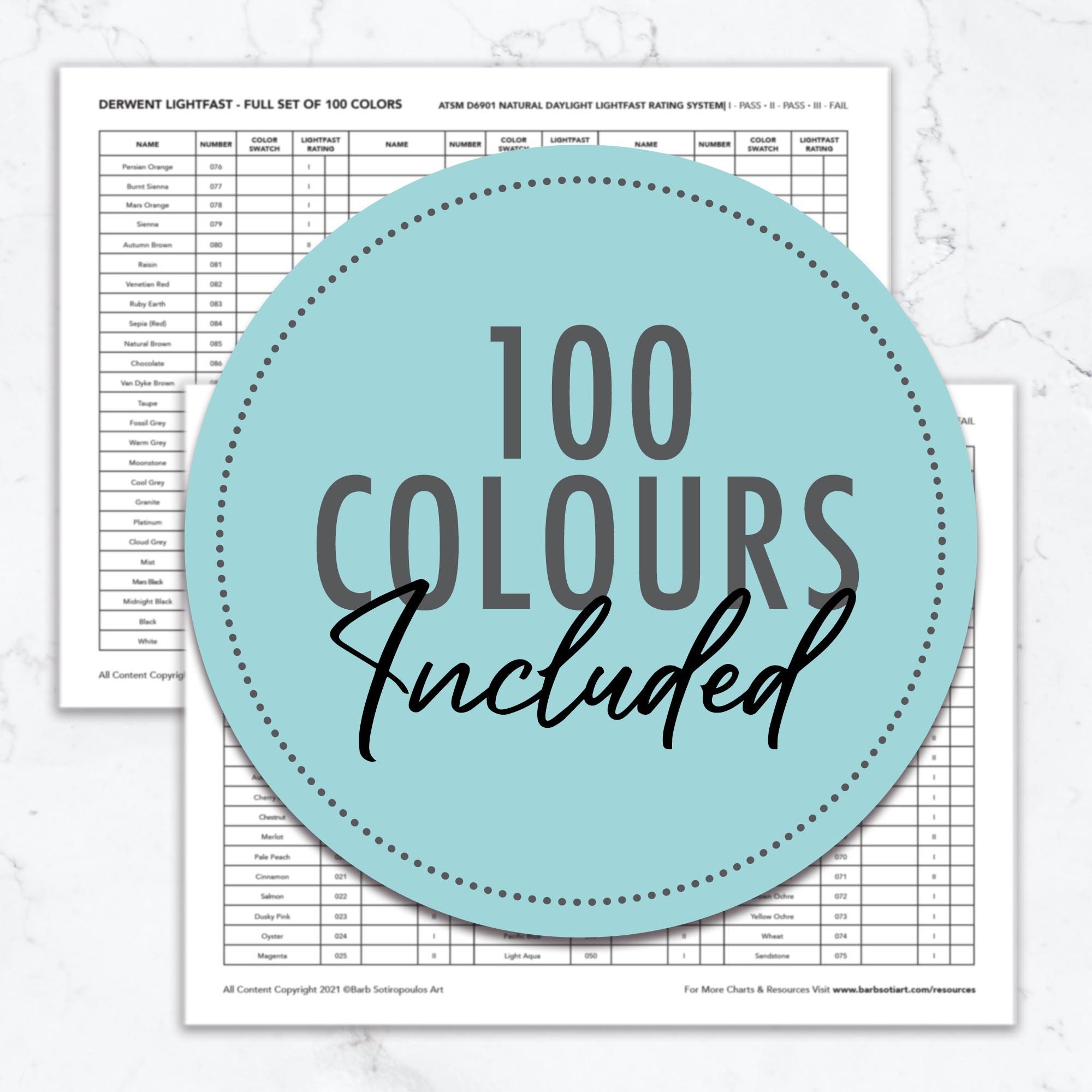Printable Derwent Lightfast Coloured Pencil Chart - Etsy