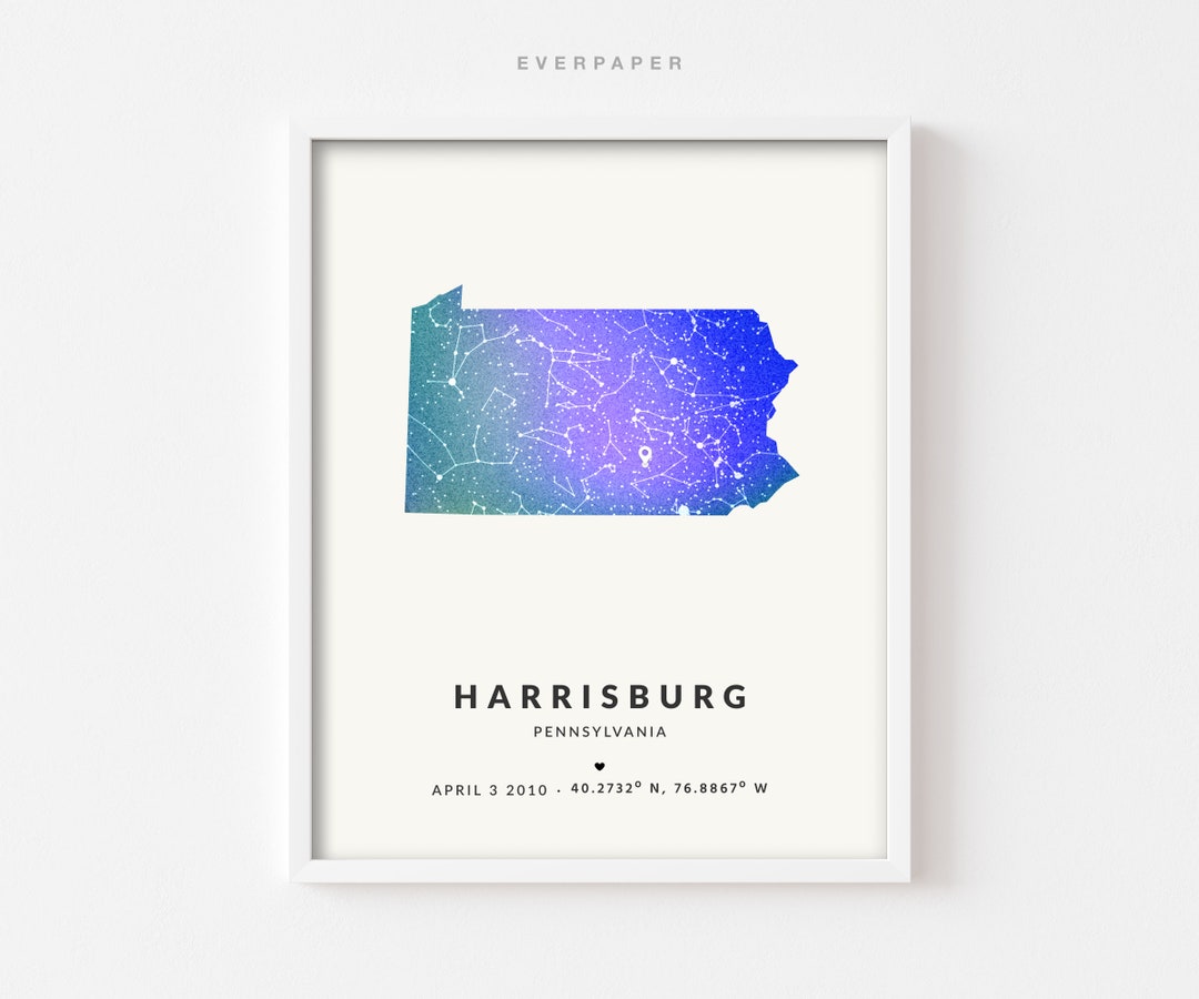 Personalized Starmap Location Prints Custom State and City Prints, Any ...