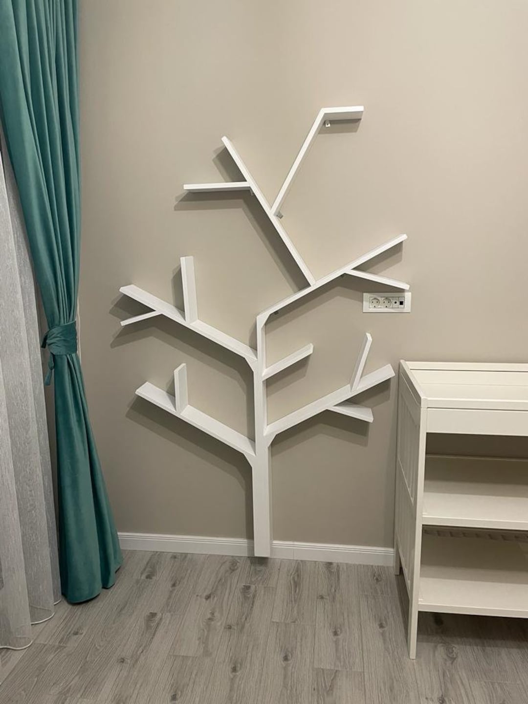 Tree Shaped Bookcase – Solid Wood Bookshelf 150x100 Cm – Handmade Wall ...
