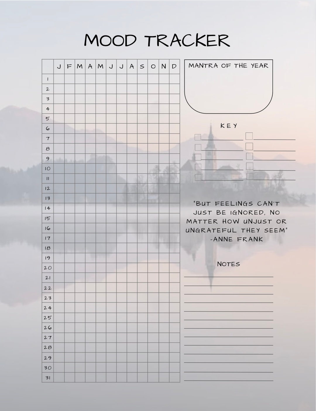 Mood Tracker - Castle on Water - Etsy