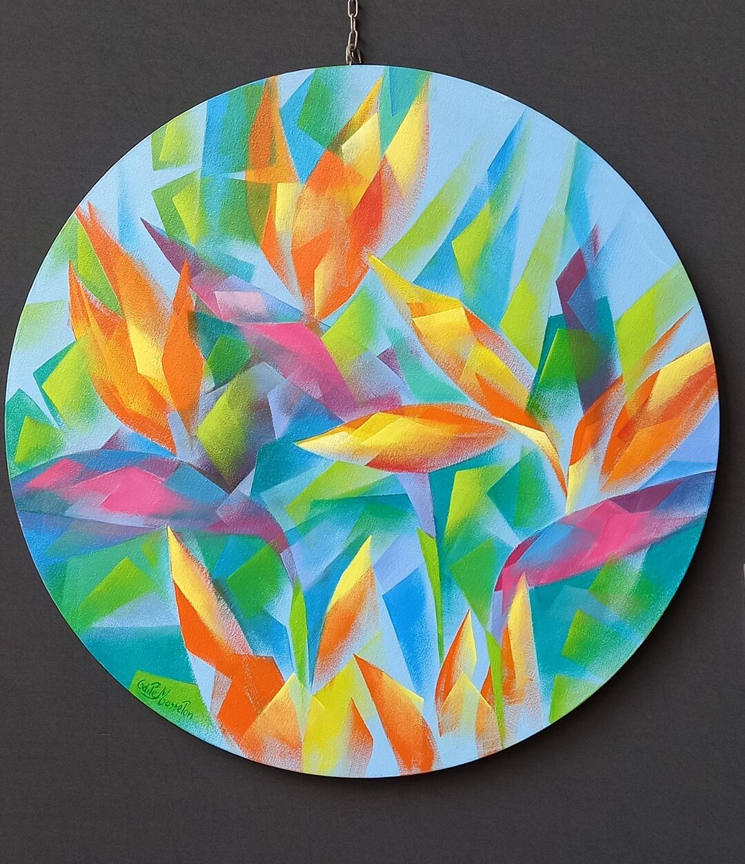 Painting, Exoticism, Round Painting, Oil Painting, Birds of Paradise - Etsy