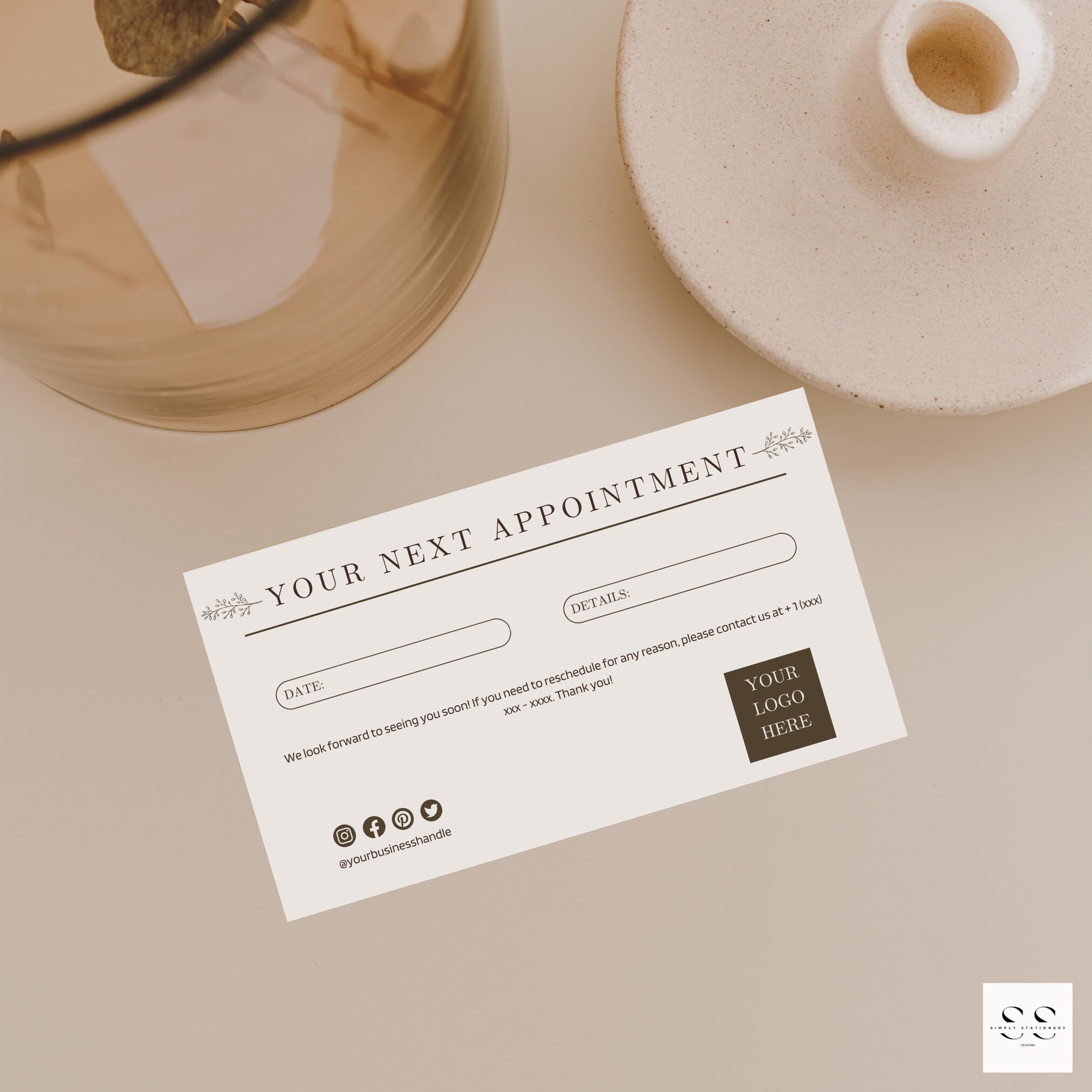 Printable Modern Appointment Card, Editable Appointment Card ...