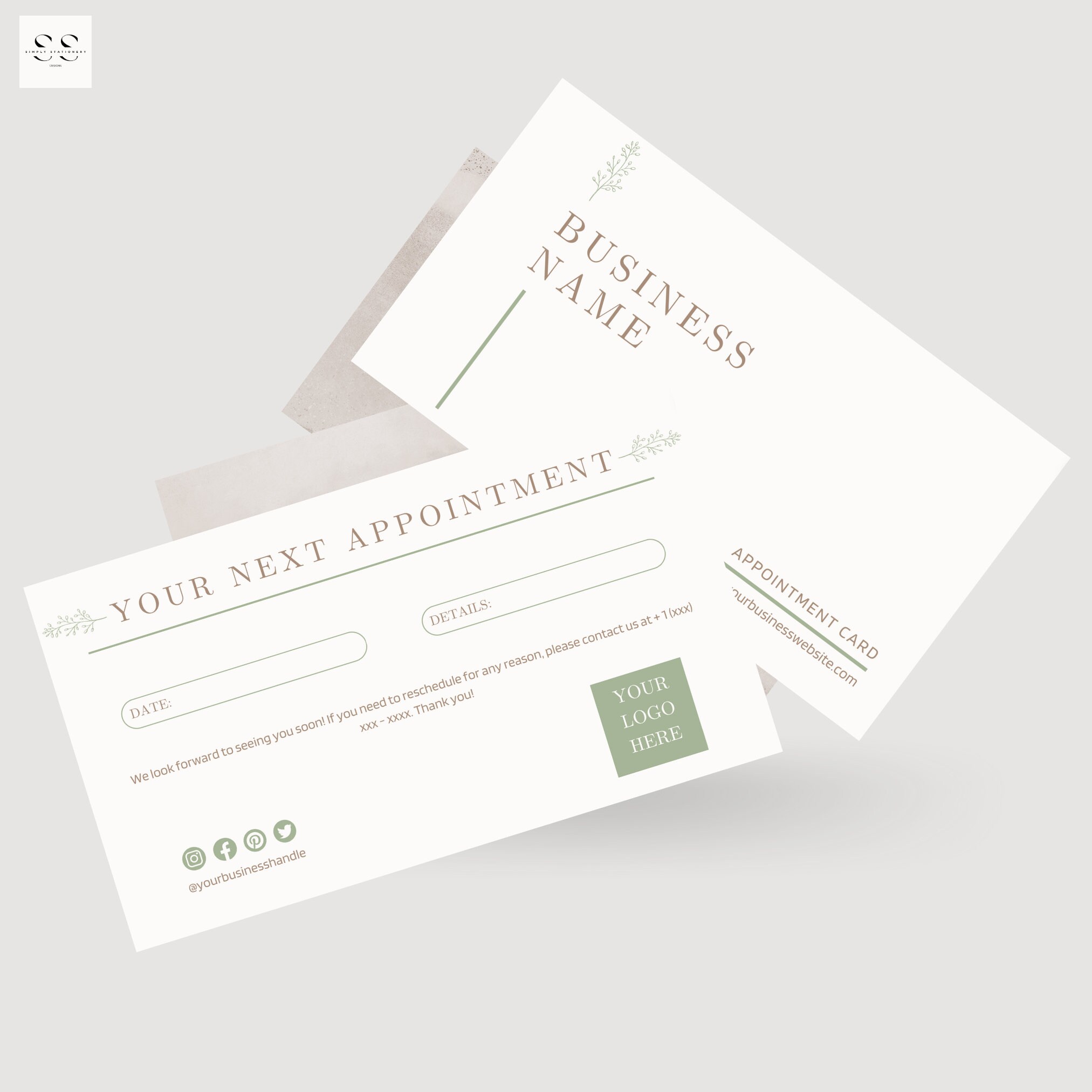 Printable Modern Appointment Card, Editable Appointment Card ...