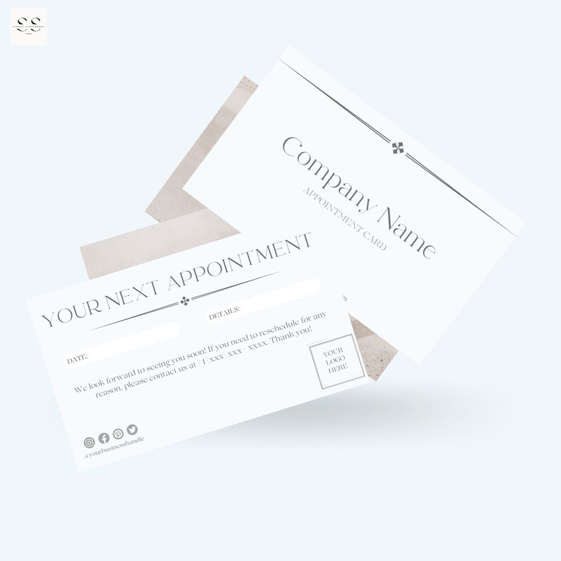 Printable Modern Appointment Card, Editable Appointment Card, Blue ...