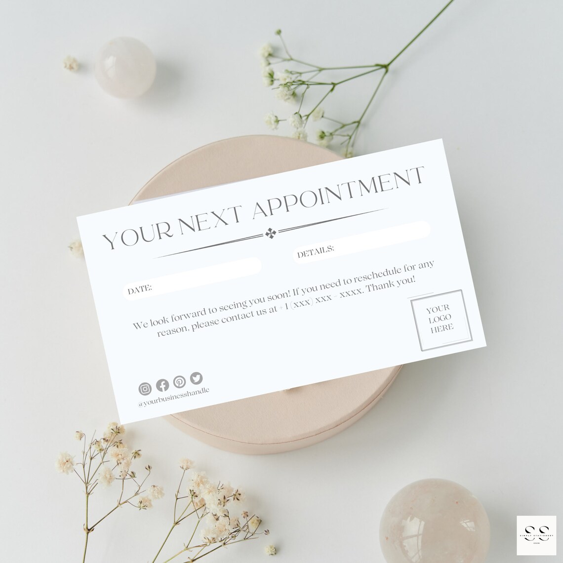 Printable Modern Appointment Card, Editable Appointment Card, Blue ...